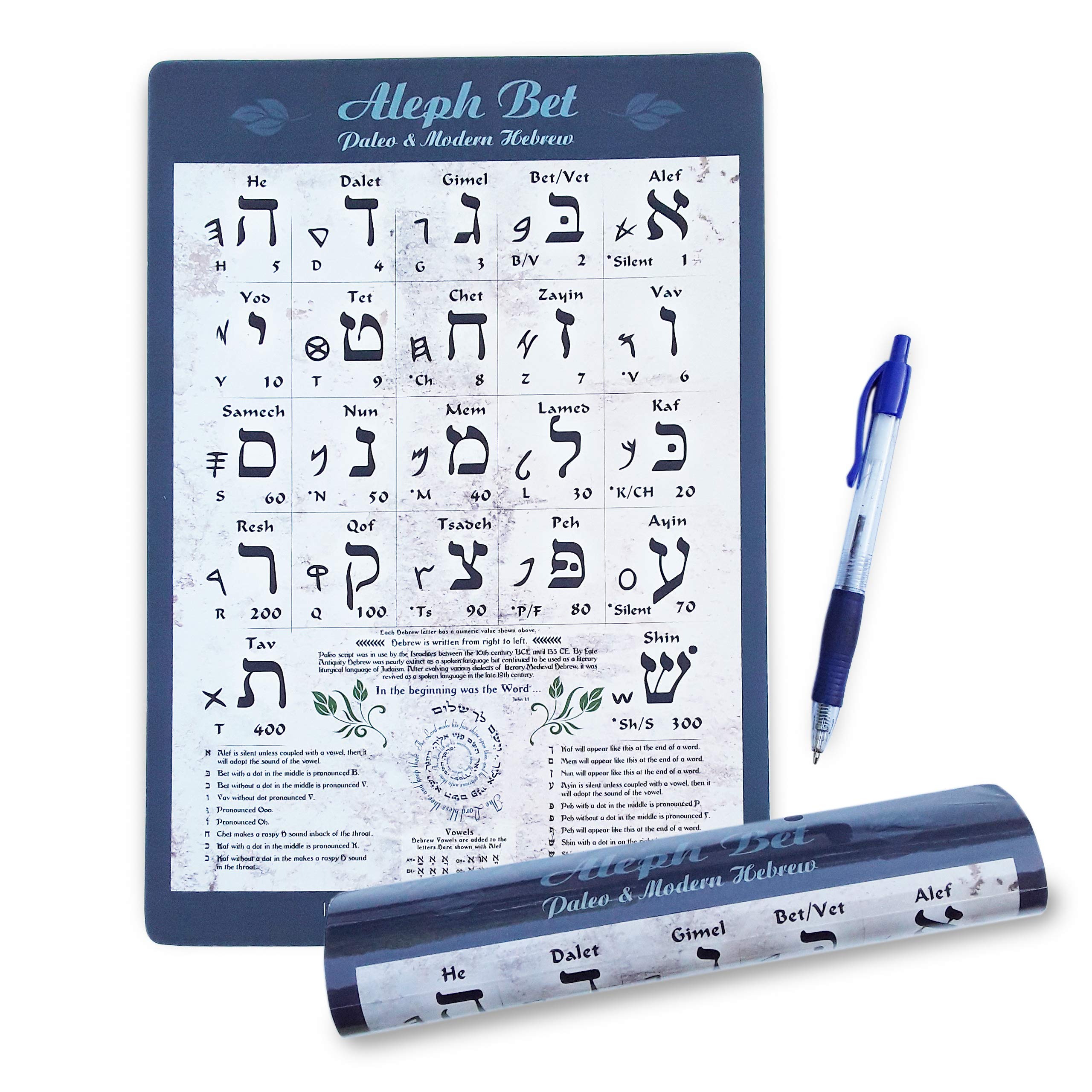 Modern And Biblical Paleo Hebrew Study Guide Uv Protected Sheet ...