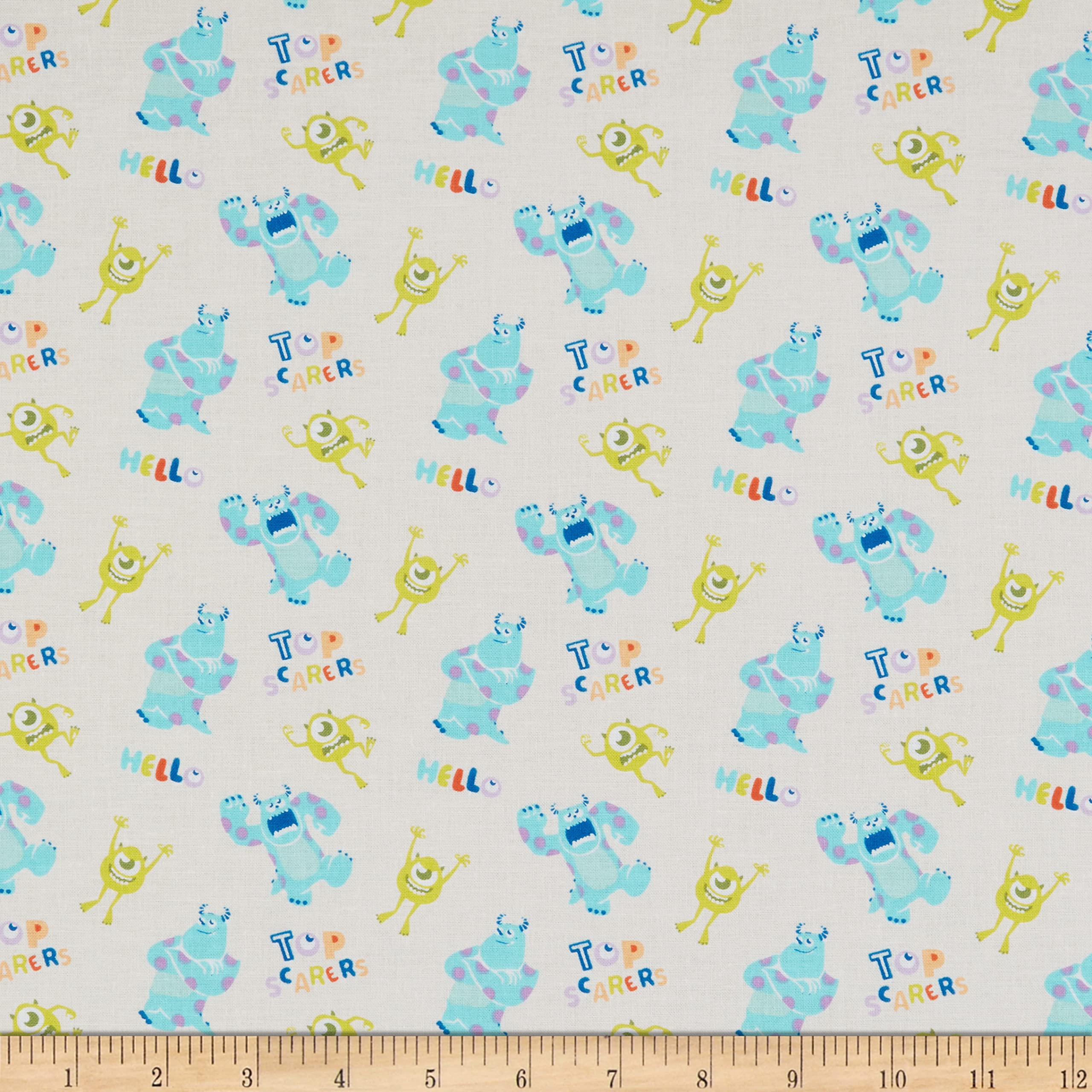 Amazon.com: Disney Pixar Monsters Inc Top Scarers Blue Fabric by The ...