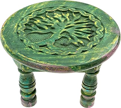 Amazon.com: Tree of Life Altar Table, Hand Carved and Painted Green ...