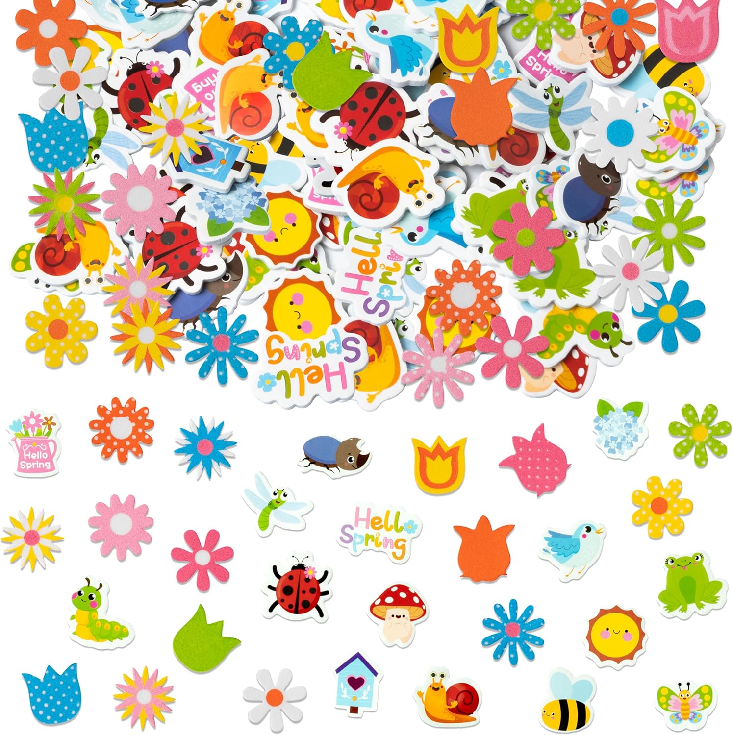 Amazon.com: 3sscha 320Pcs Spring Foam Stickers Decorations - Springtime ...