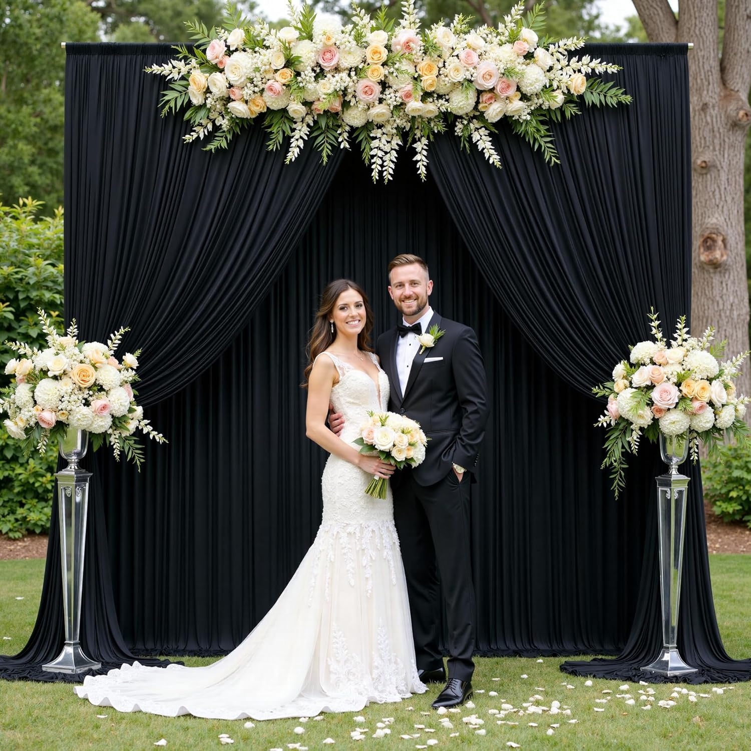 Amazon.com : 20ft×10ft Black Backdrop Curtain for Wedding Parties, 4 ...