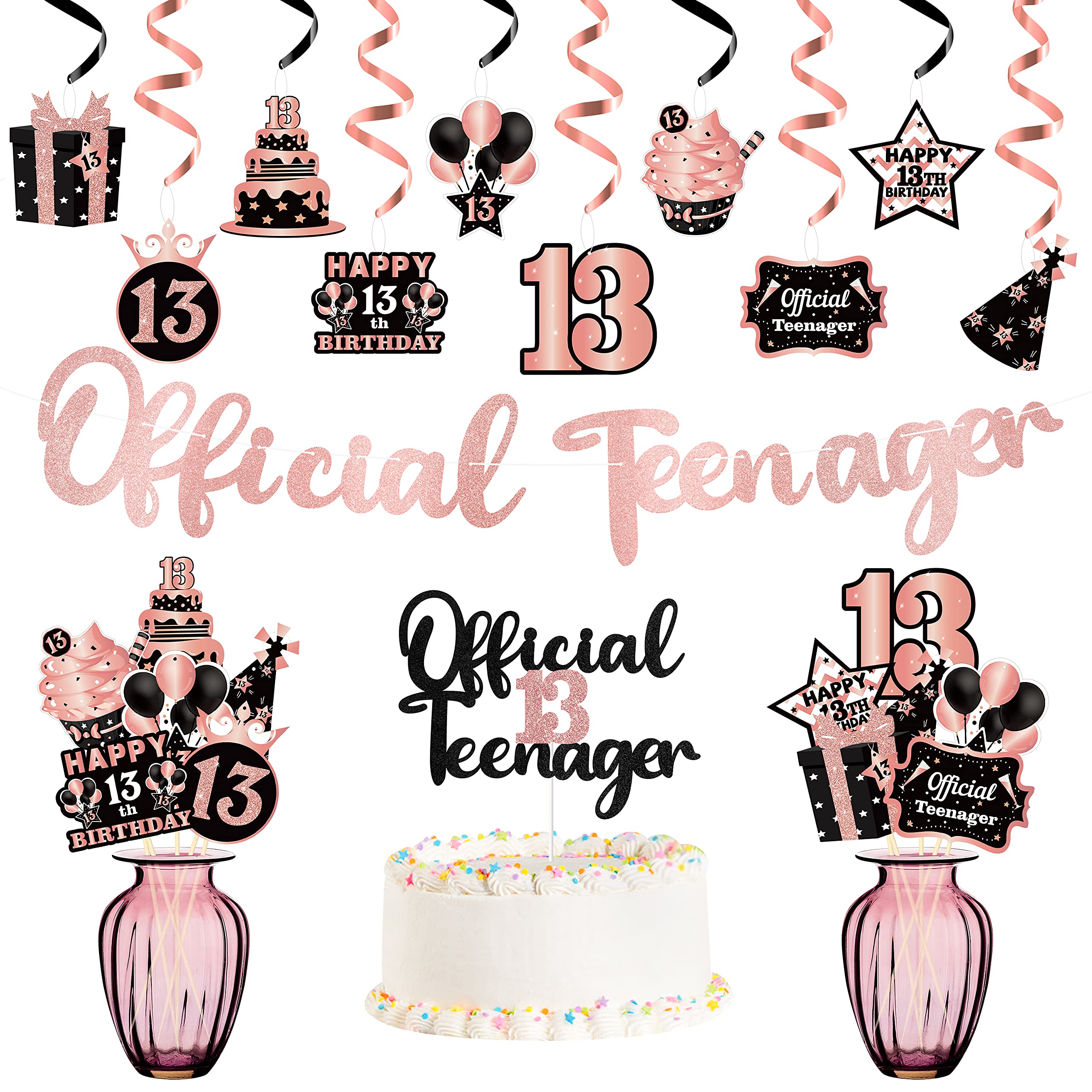 Buy WATINC 42pcs 13th Birthday Party Decorations For Girls Rose Gold Official Teenager Banner buy-watinc-42pcs-13th-birthday-party-decorations-for-girls-rose-gold-official-teenager-banner