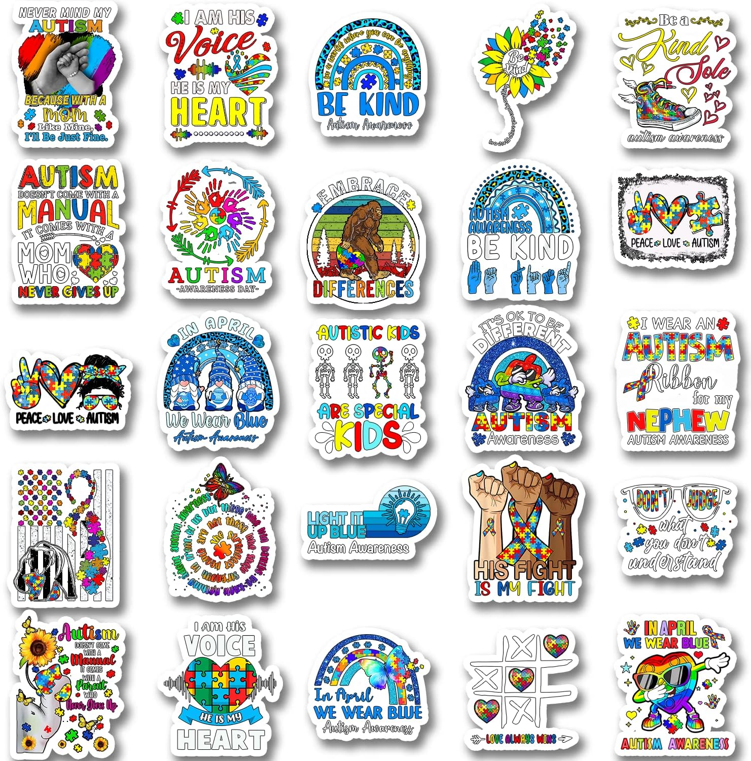 Amazon.com - 25Pcs Autism Awareness Stickers, Inspirational Waterproof ...