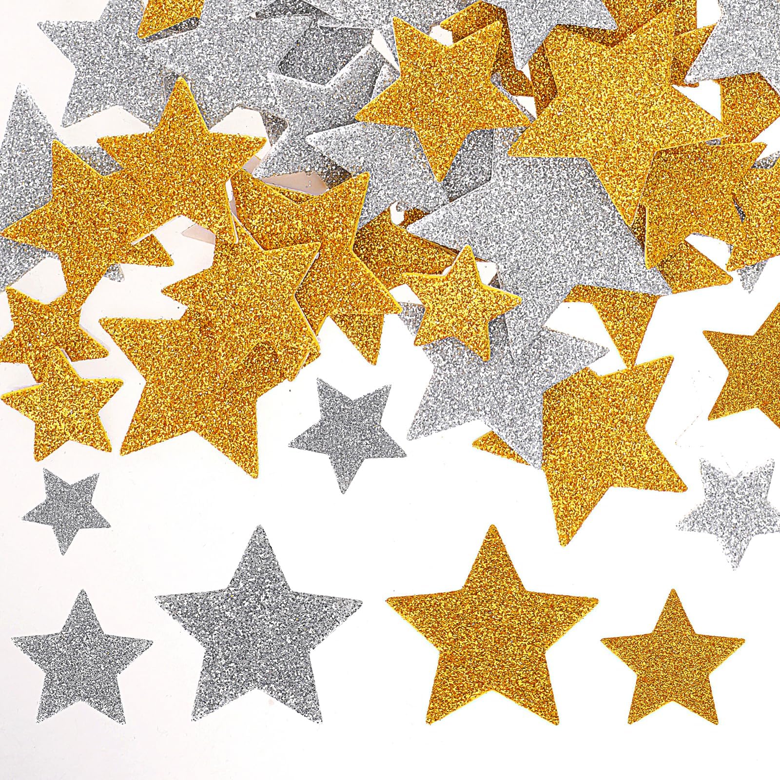 Amazon.com: 200Pcs Glitter Star Foam Stickers Silver and Gold Stars ...