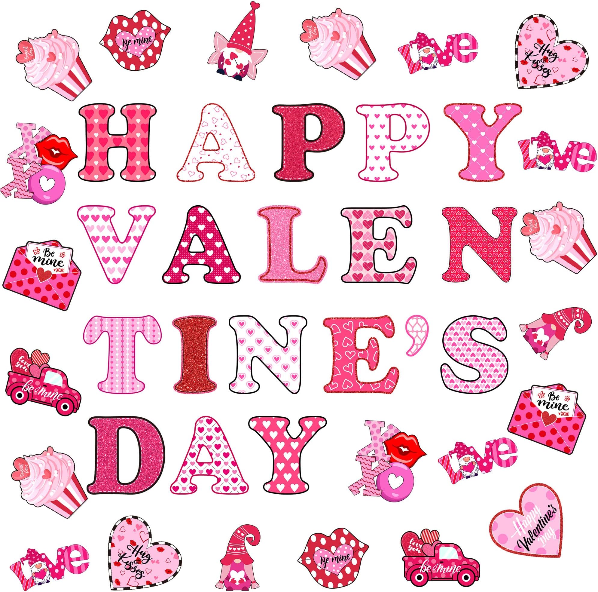 Amazon.com: 67 Pieces Valentine's Day Cutouts Valentines Classroom ...