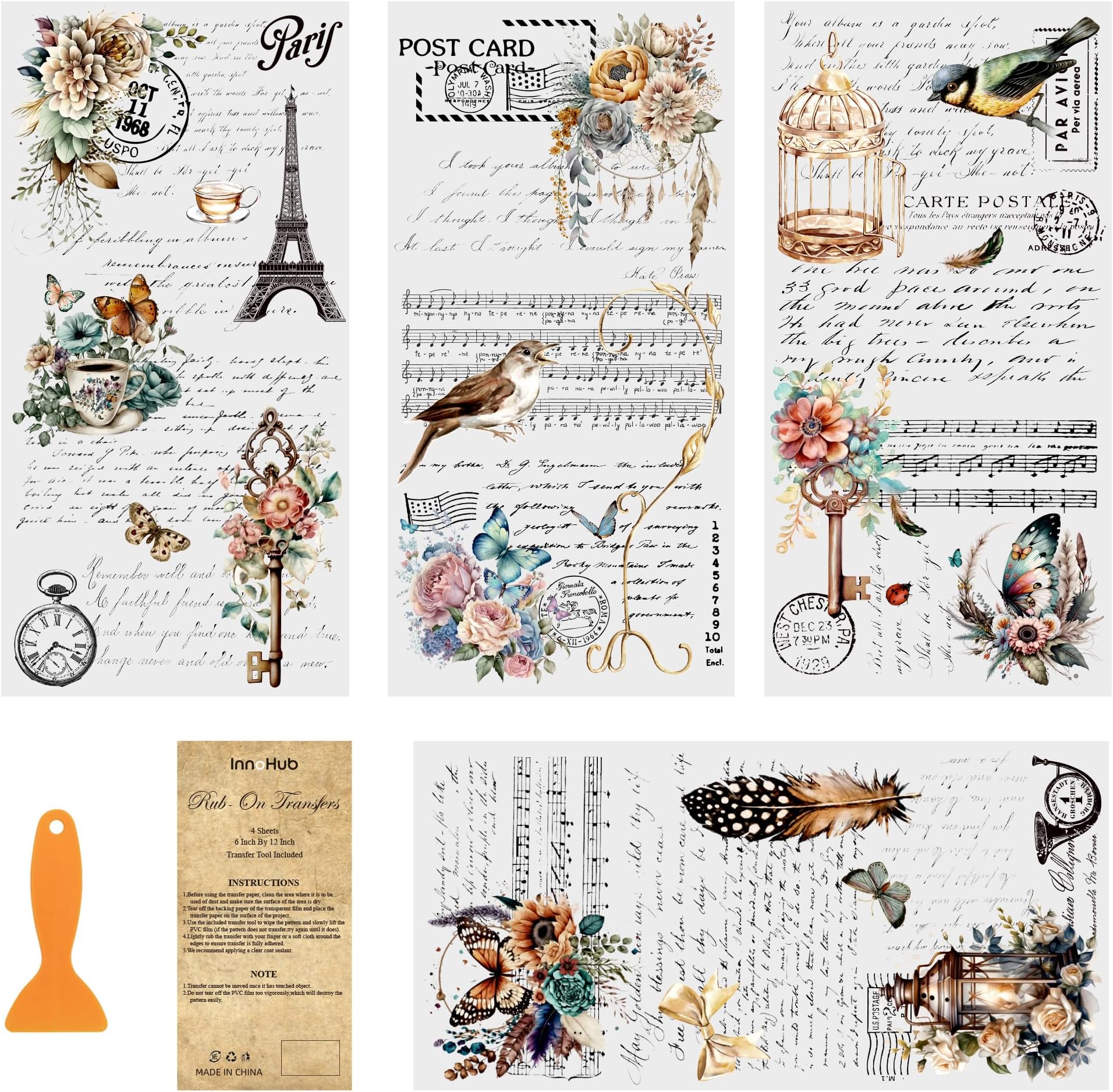 Amazon.com: Rub-On Transfer Paper for Crafts and Furniture | 3 Designer ...