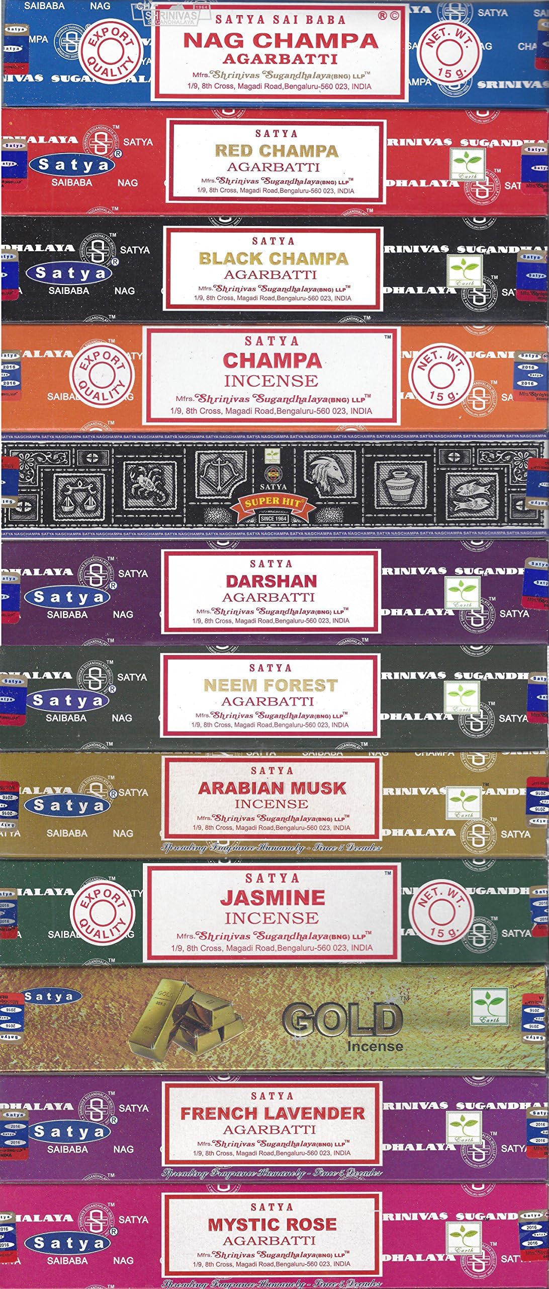 Amazon.com: Satya Bangalore (BNG) Set of 12 Nag Champa, Red Champa ...