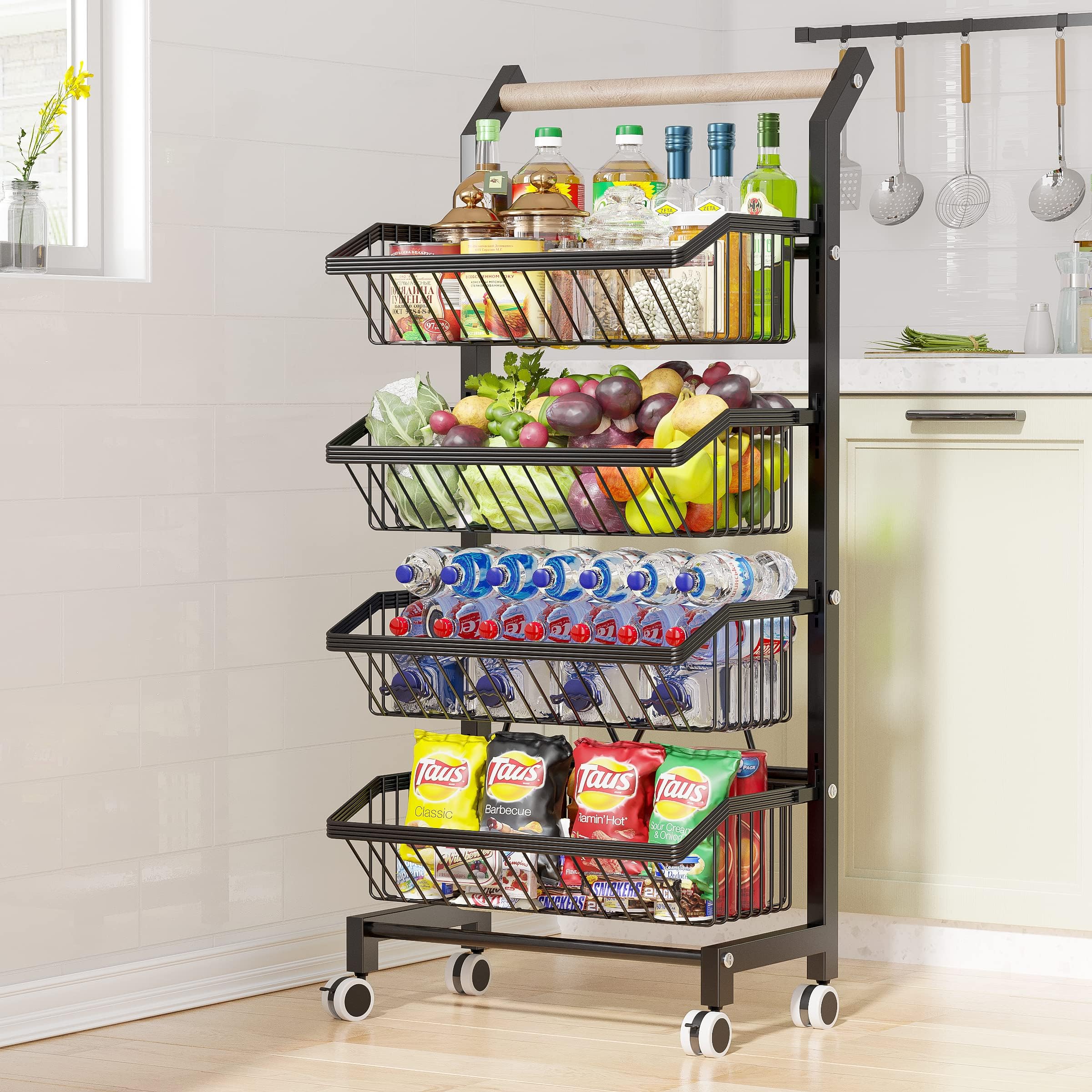COVAODQ vegetable rack storage, vegetable rack on wheels for kitchen ...