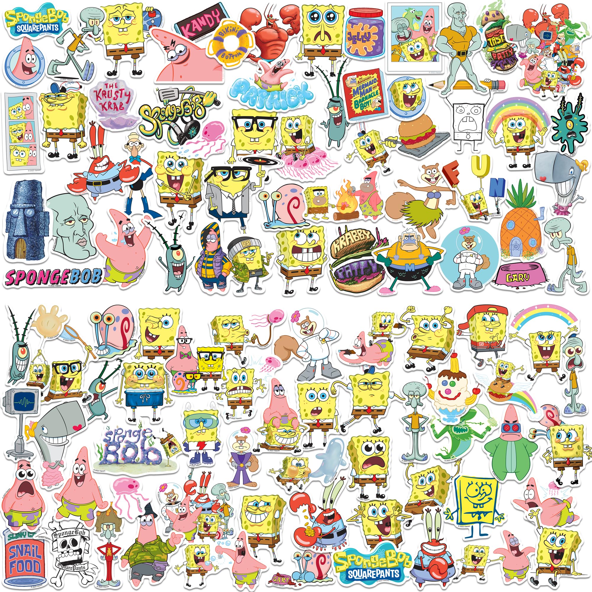 Amazon.com: Spongebob Squarepants 100ct Vinyl Large Deluxe Stickers ...
