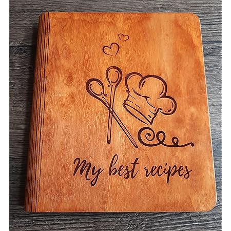 Amazon.com: BIOL Handwritten Recipe Book for Men A5 - Wooden Recipe ...
