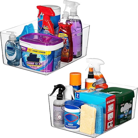 Amazon.com: ClearSpace Plastic Storage Bins with Divider – Perfect ...