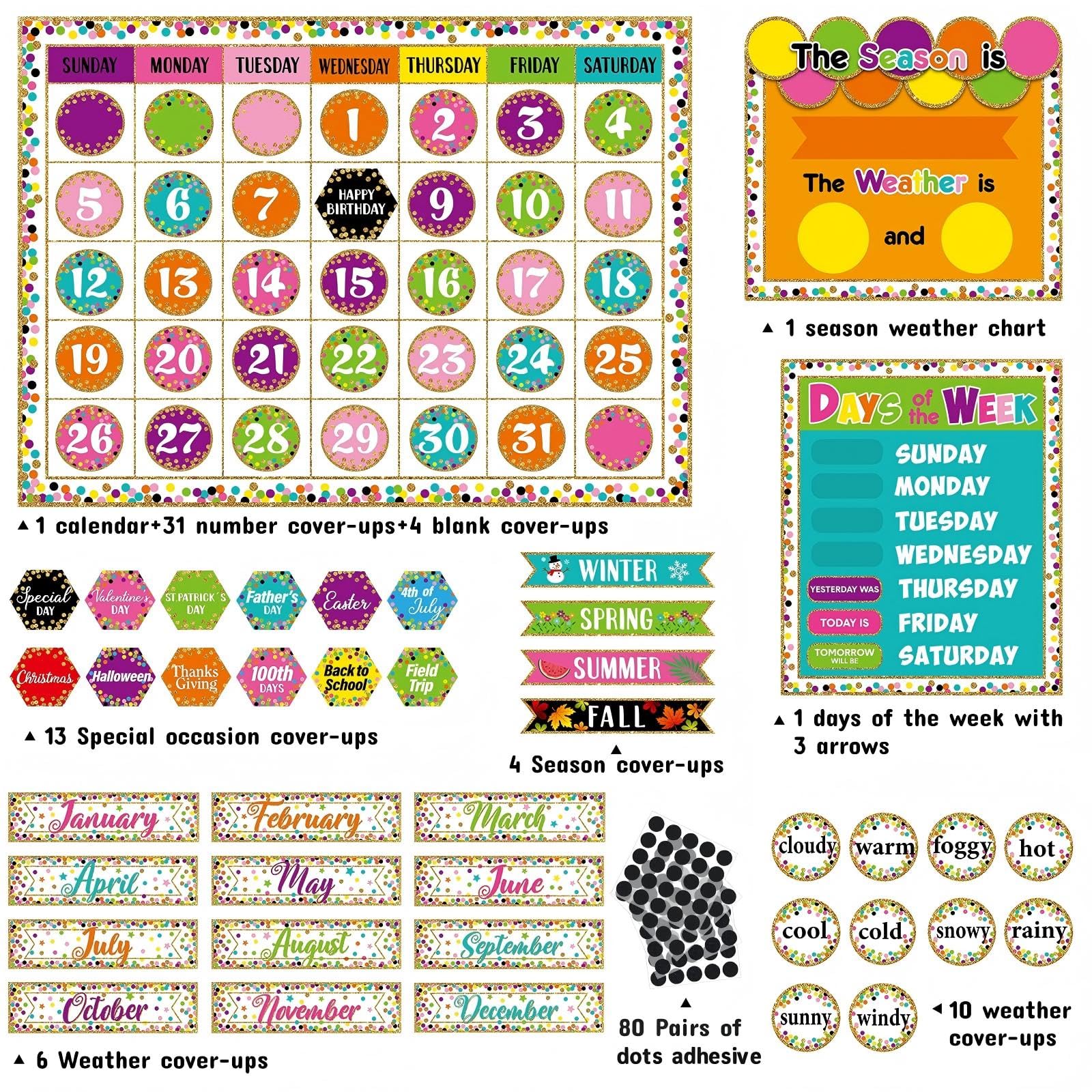 Snapklik.com : Tenare 169 Pcs Classroom Calendar Bulletin Board Set ...