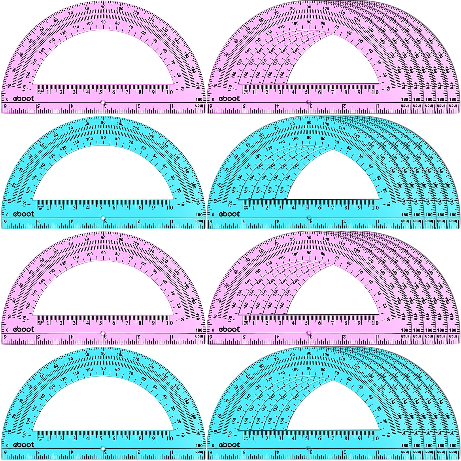 Snapklik.com : EBOOT 24 Pack Plastic Protractors Math Protractor 180 ...