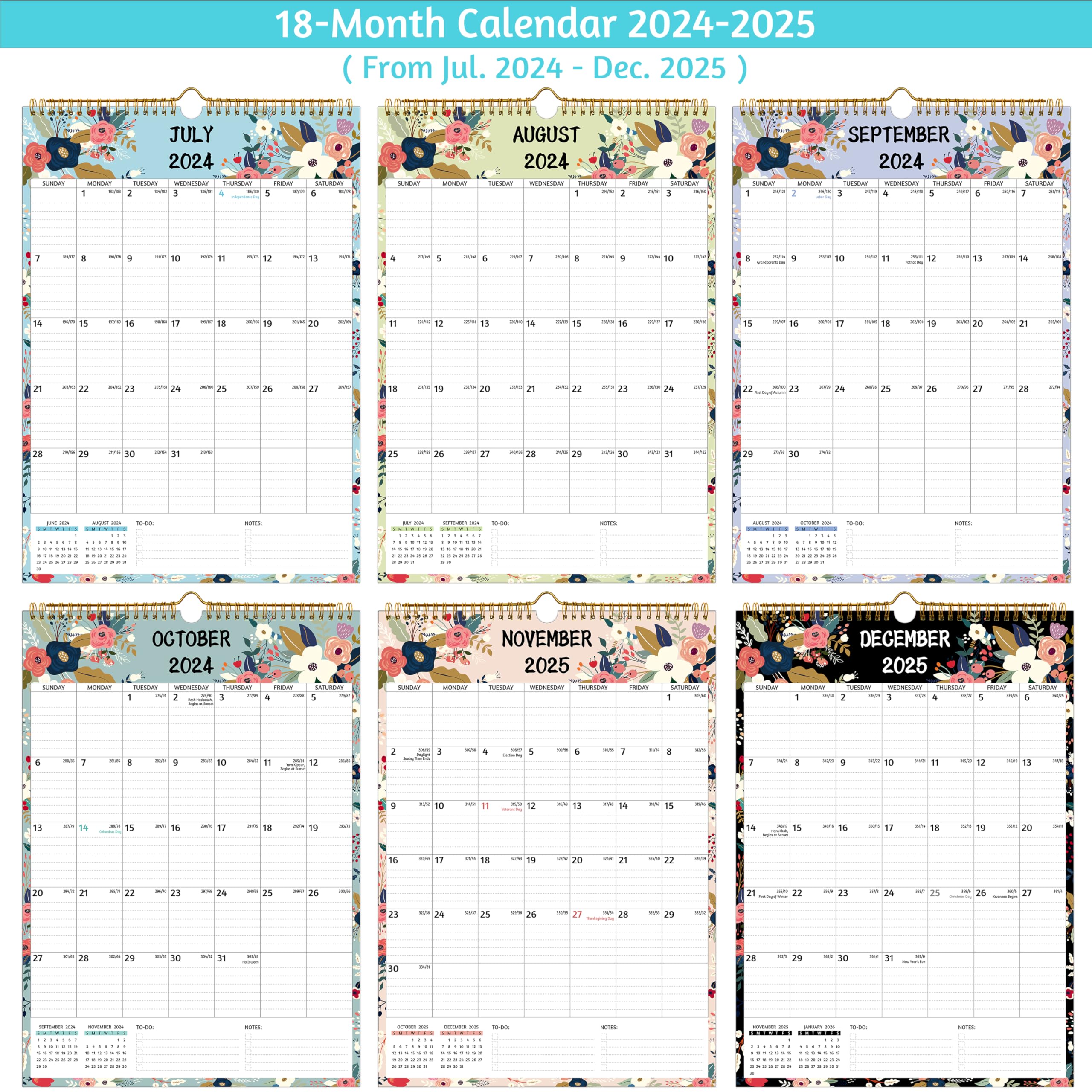 Snapklik.com : Wall Calendar 2024-2025 Jul.2024 - Dec.2025, Calendar ...