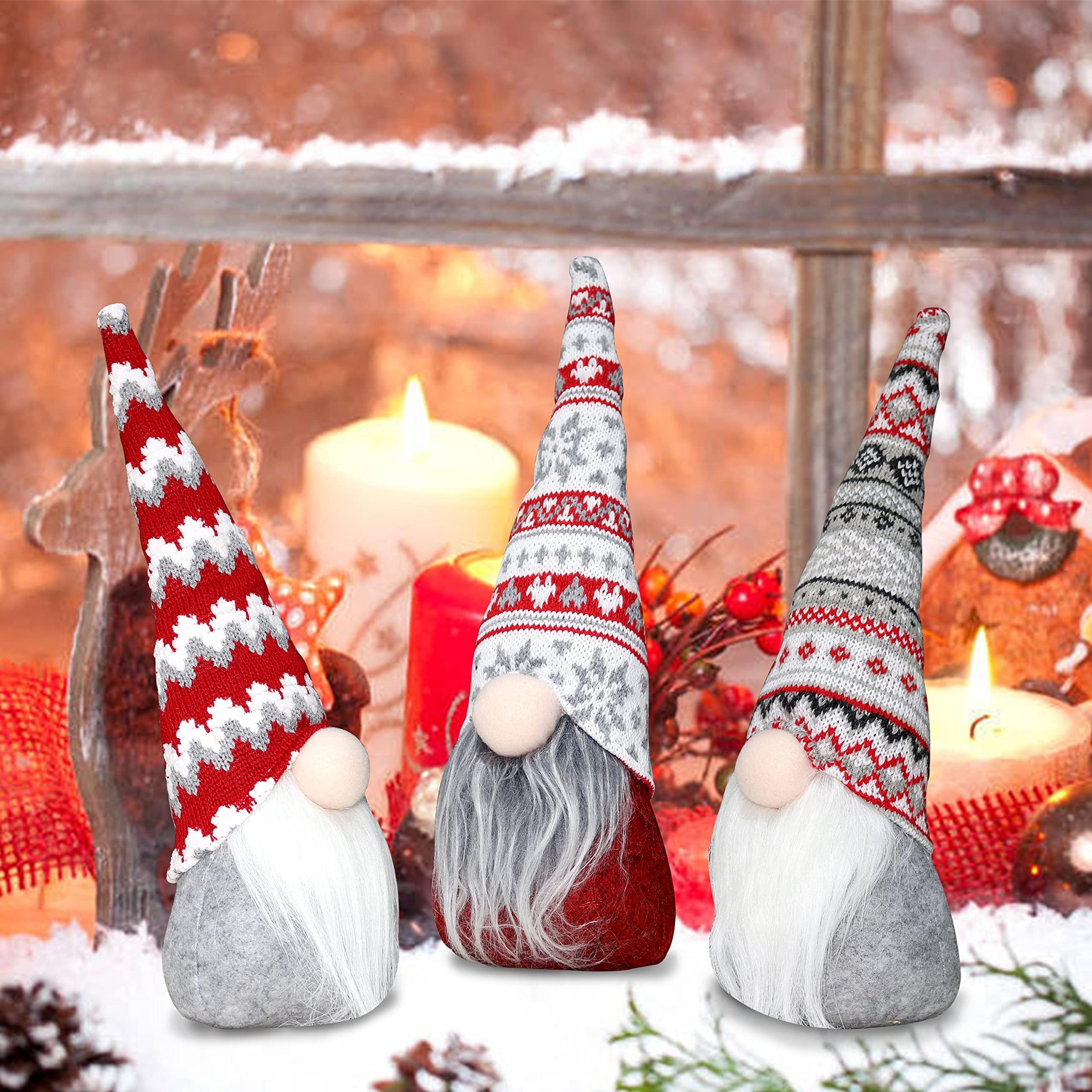 Amazon.com: Aesto Christmas Gnomes Plush Decorations, Set of 3 Handmade ...