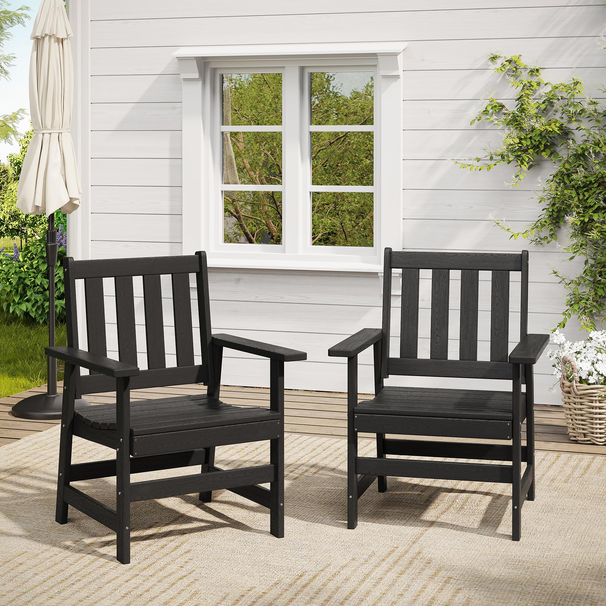 Snapklik.com : Patio Dining Chairs Set Of 6, HDPE Weather Resistant ...