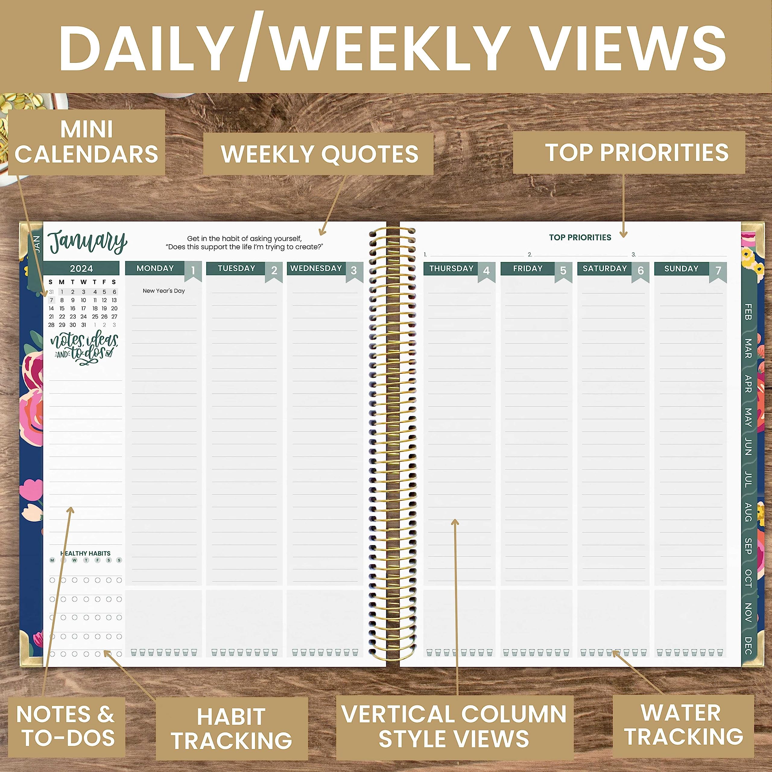 Snapklik.com : Bloom Daily Planners 2024 Hardcover Calendar Year Goal ...