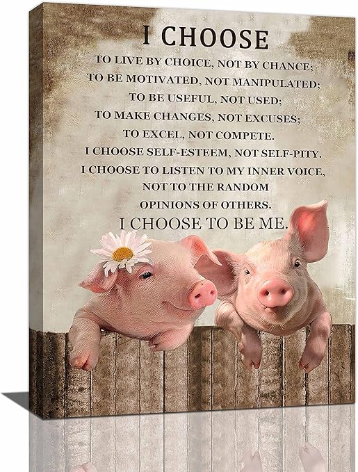 Amazon.com: Beynepe Inspirational Pig Wall Art Vintage Pink Pig Picture ...