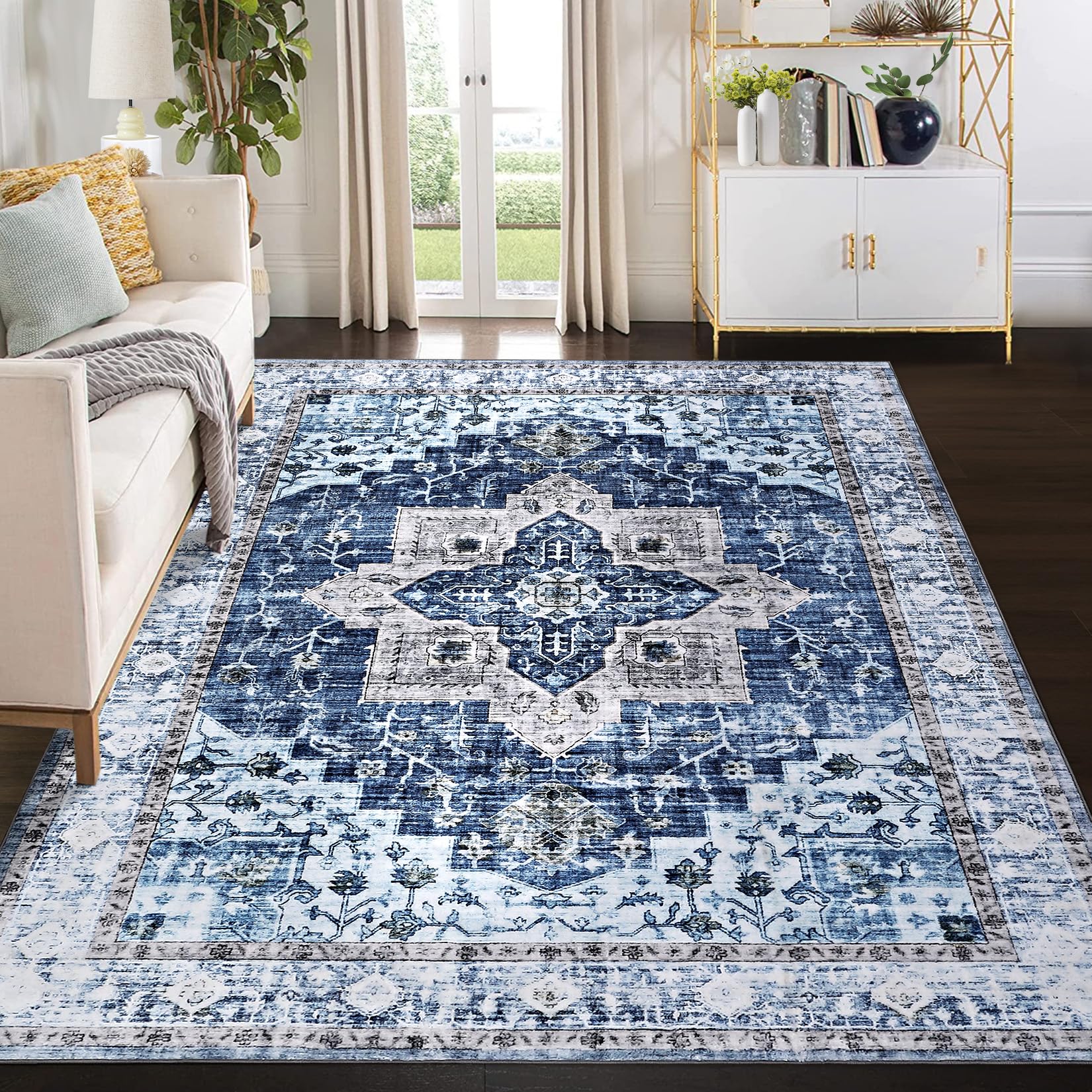 ROYHOME 9x12 Area Rug Machine Washable Rug Traditional Distressed ...