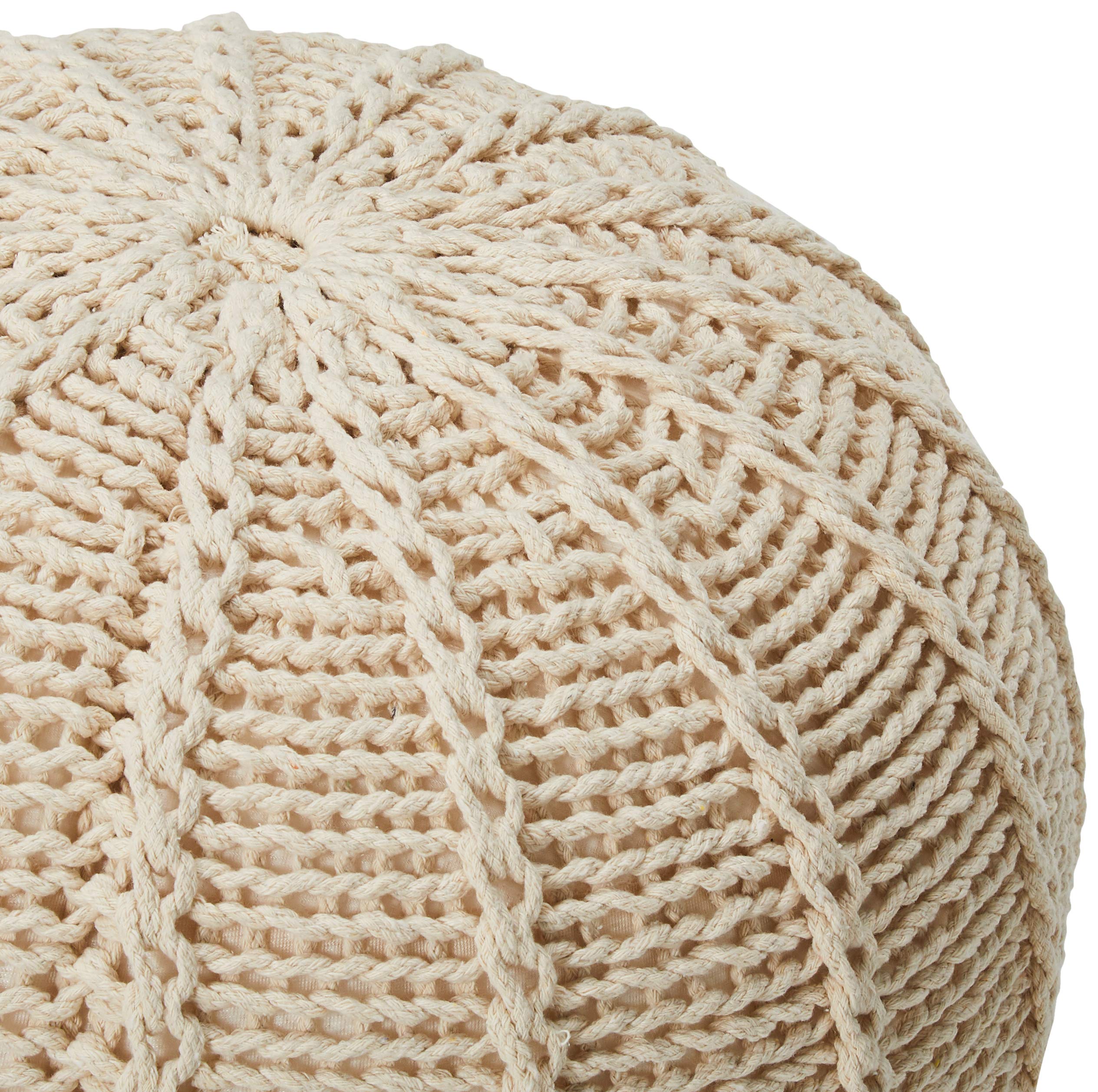 Christopher Knight Home Agatha Knitted Cotton Pouf, Beige