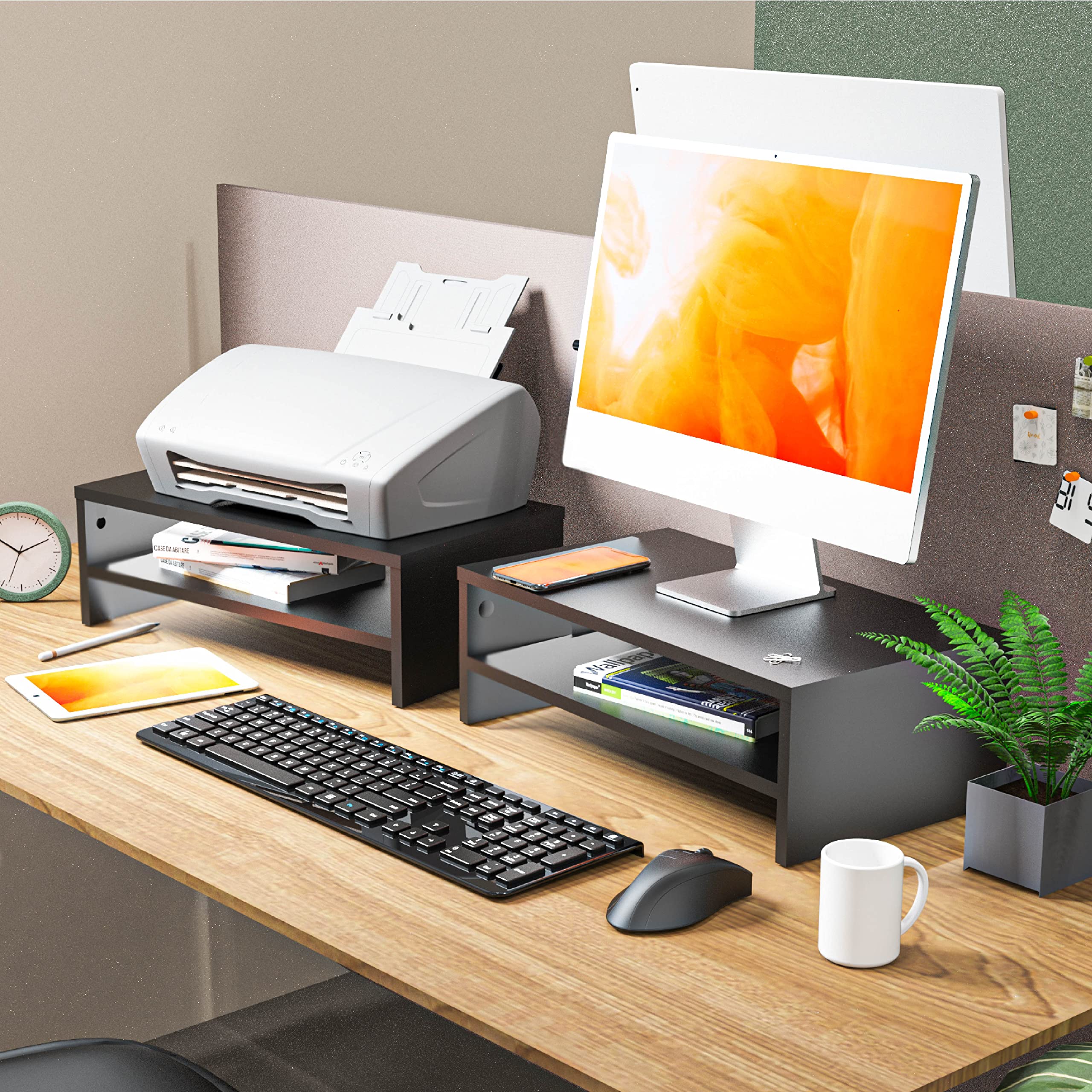 Monitor Stand - 2 Tier Computer Monitor Riser with 16.7 Inch Shelf ...