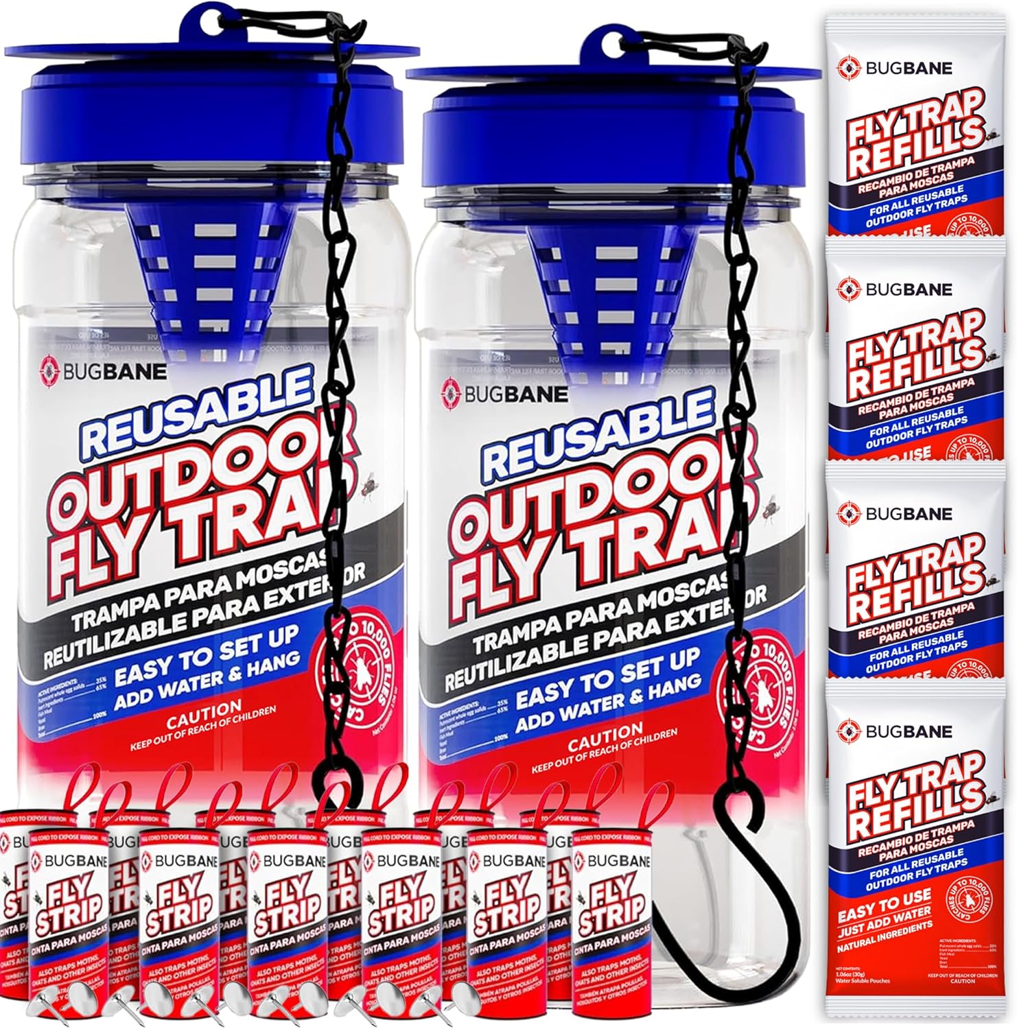 Amazon.com : 2 Fly Traps Outdoor Fly Trap for Patio with 4 Non-Toxic ...