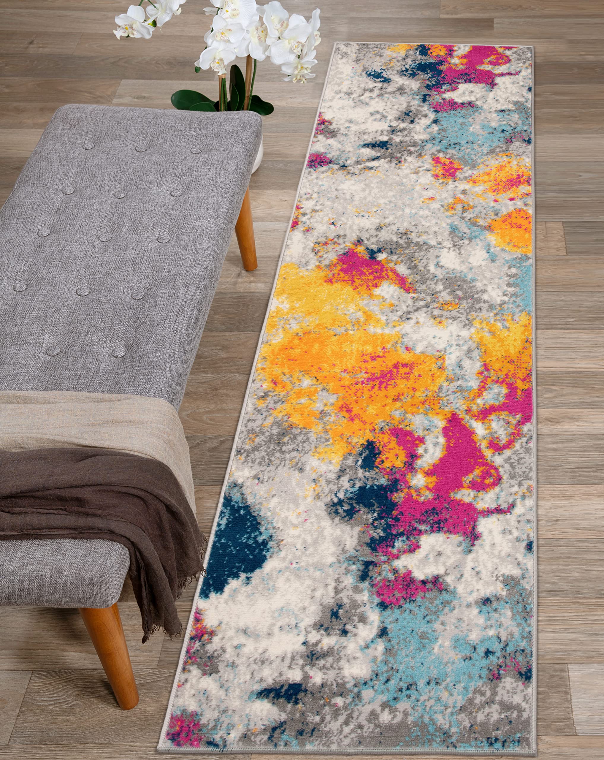 Rugshop Sky Collection Modern Abstract Runner Rug 2' x 7' Multi for ...