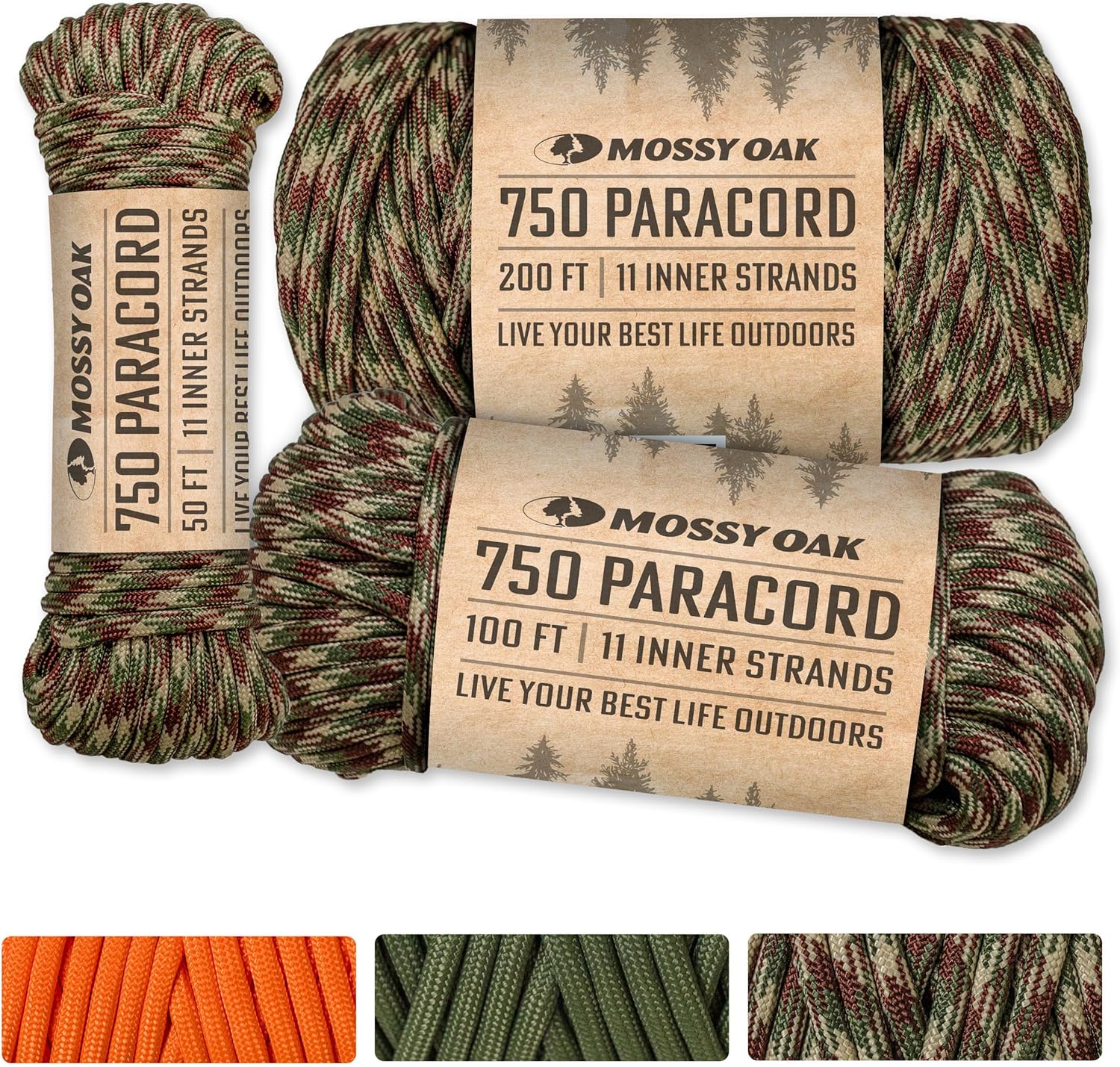 Amazon.com : Paracord 750 Heavy Duty Paracord Rope by Mossy Oak in 50 ...
