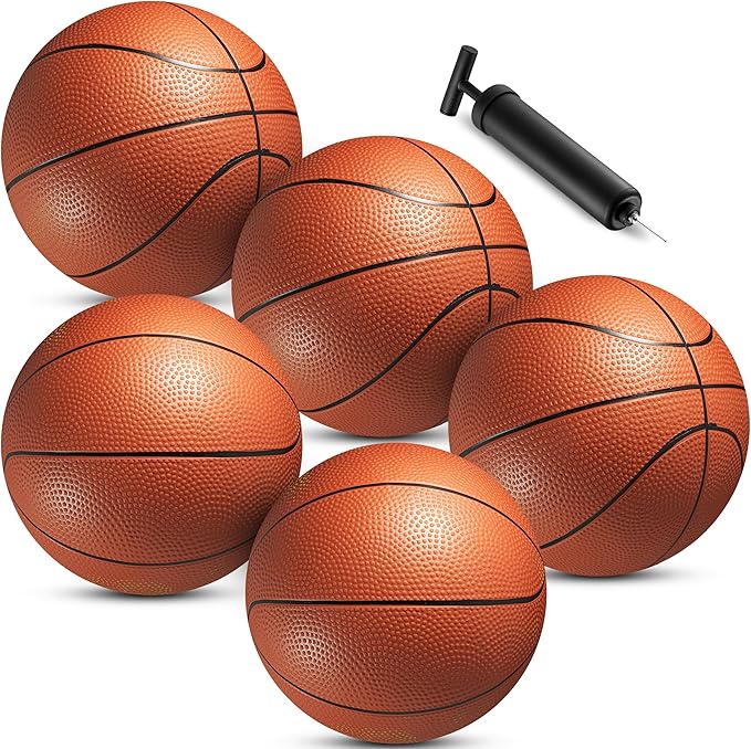 Amazon.com: Mini Basketball Set for Kids - 6 Inch (5 Pack) w/ Hand Pump ...