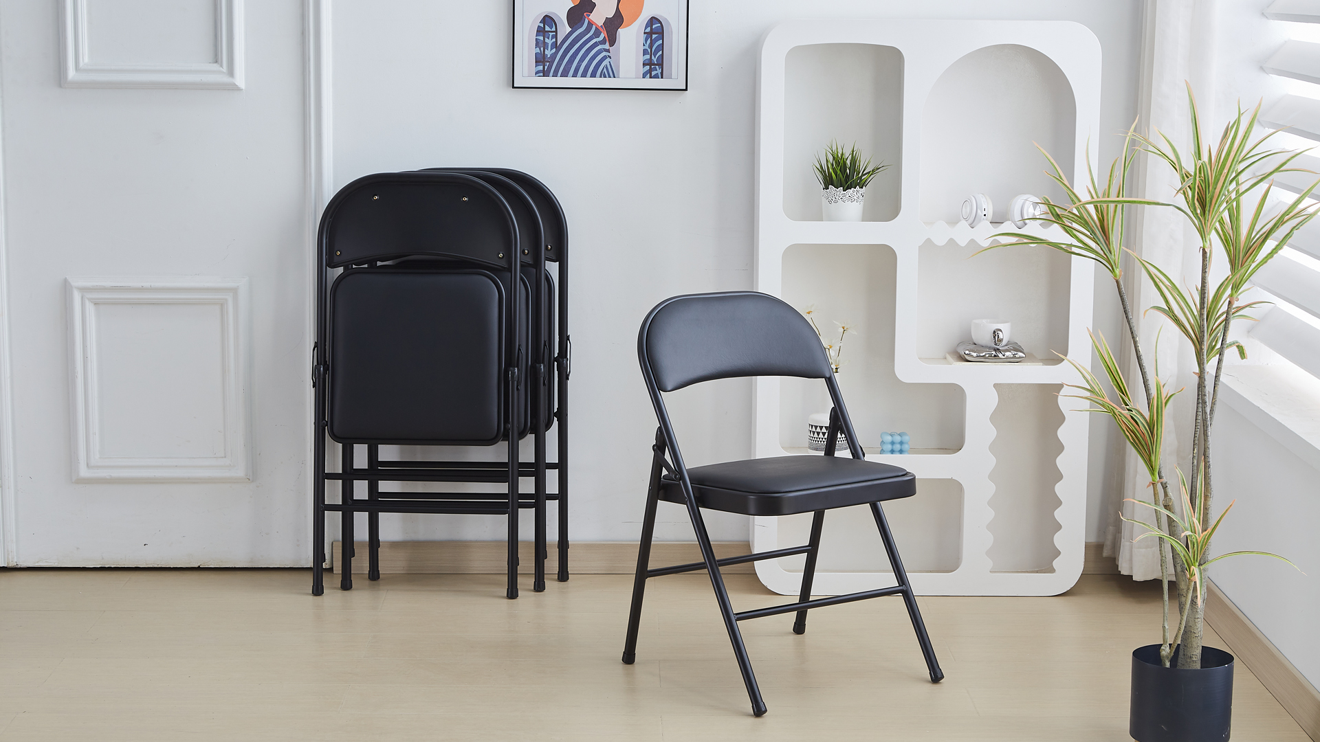Steel Frame Chairs Mollveesen Folding Chairs Set Of 2 - Padded Leather ...