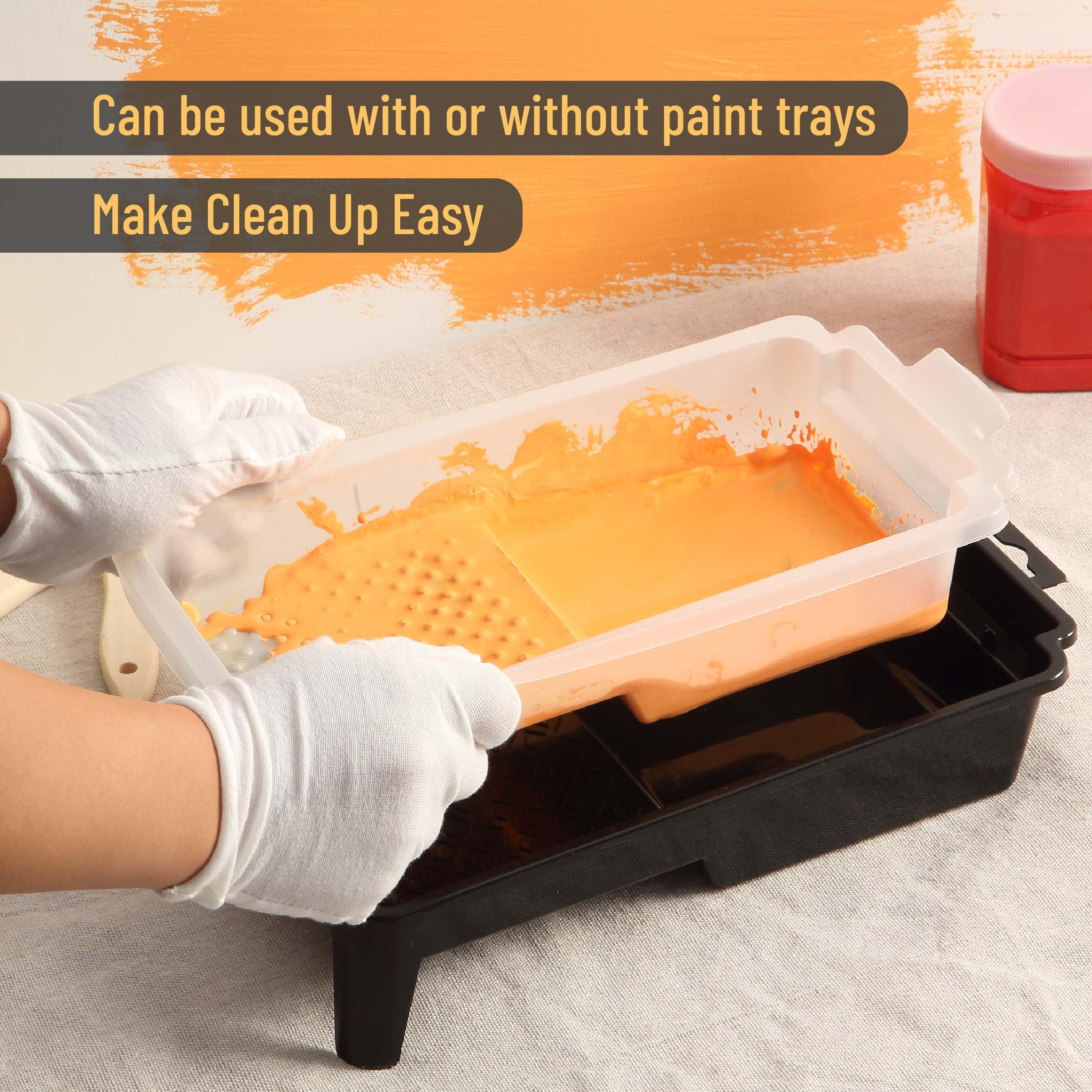 4 Inch Paint Tray With 20 Liners Textured Plastic 4 Inch Paint Tray Set ...