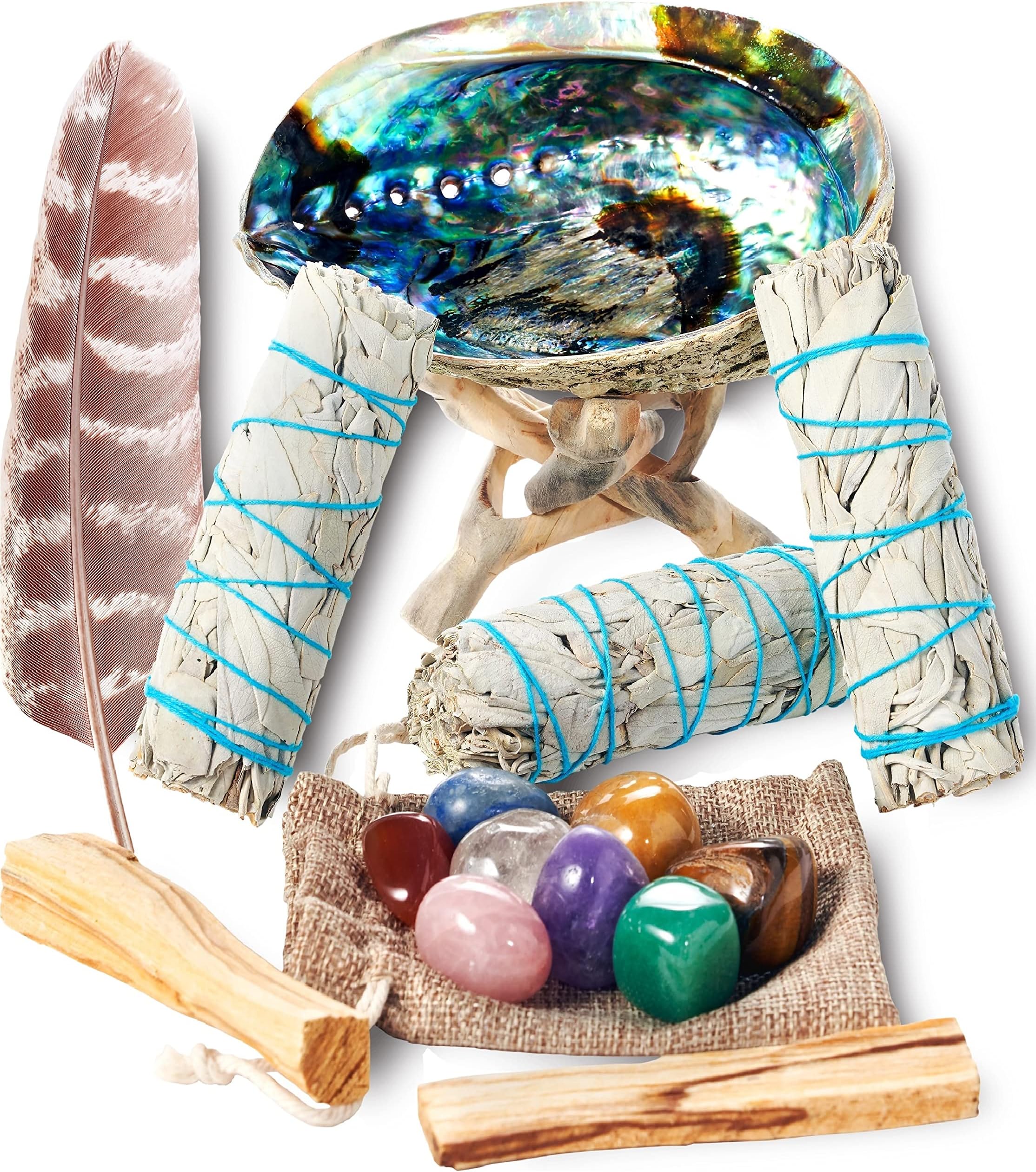 Amazon.com: Smudge Kit Spiritual Set, Large Abalone Shell, Complete ...