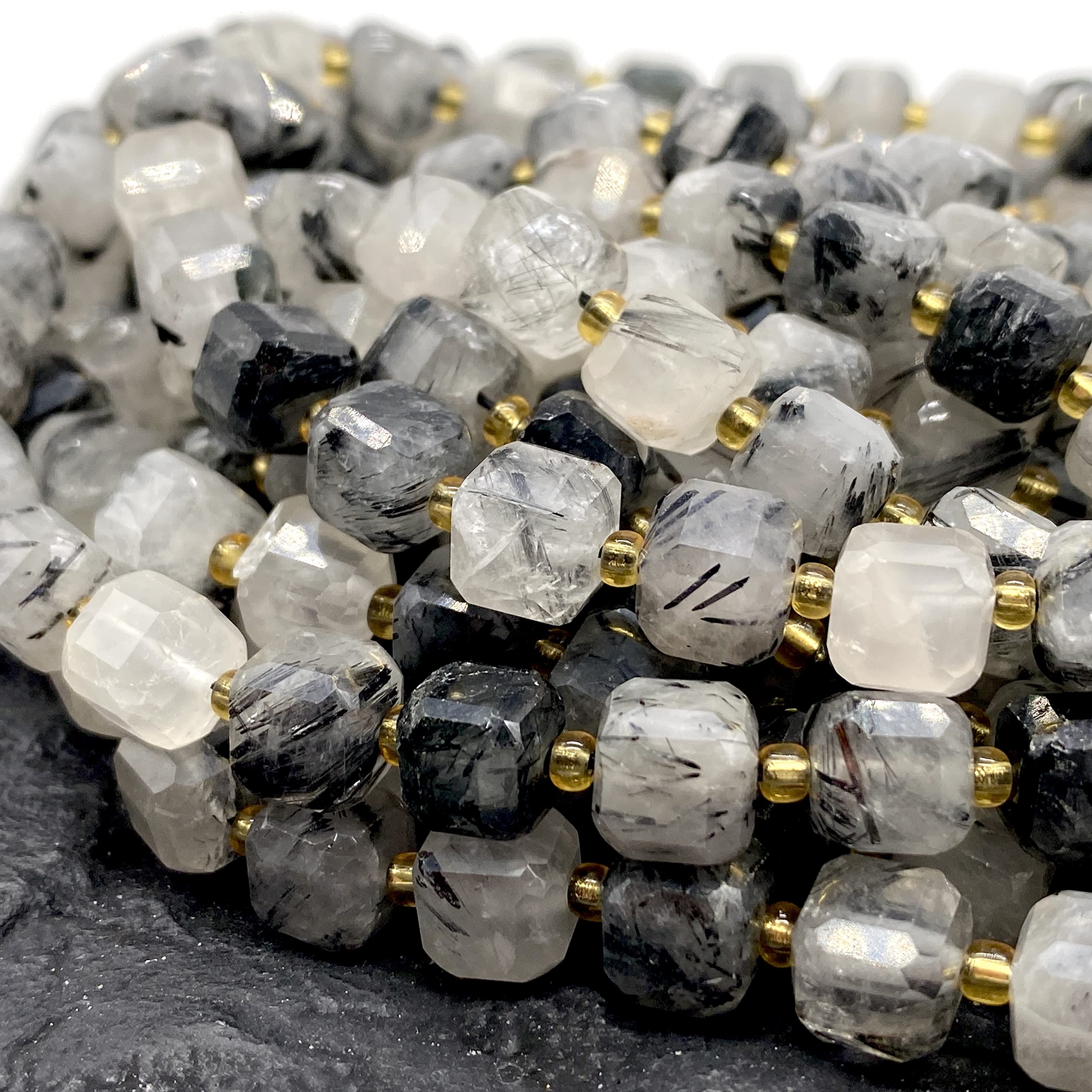 Amazon.com: ABCGEMS Brazilian Black Rutilated Quartz Beads (A ...