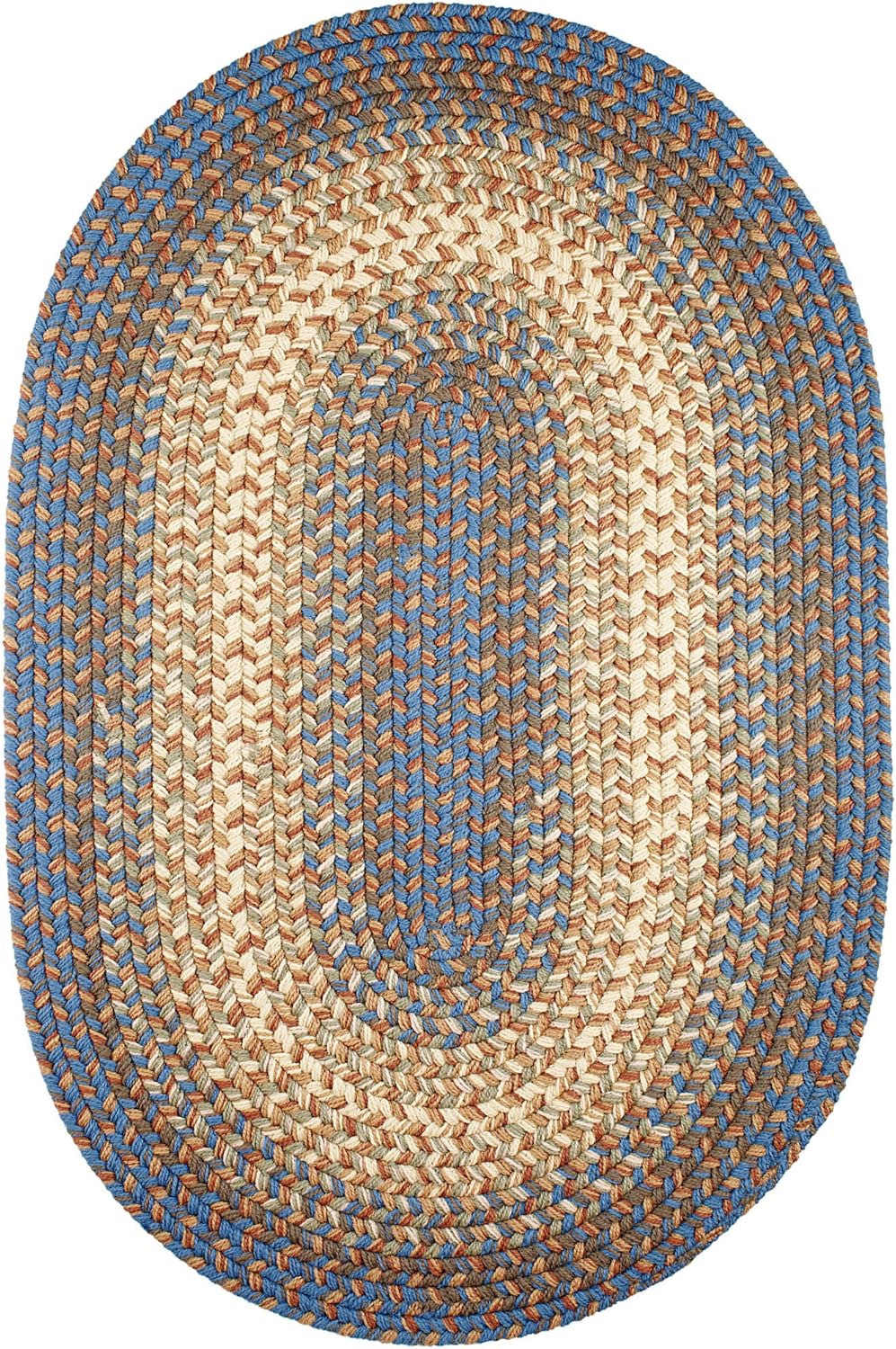Amazon.com: Super Area Rugs Oval 7x9 Blue/Cream Braided Rug Hartford ...