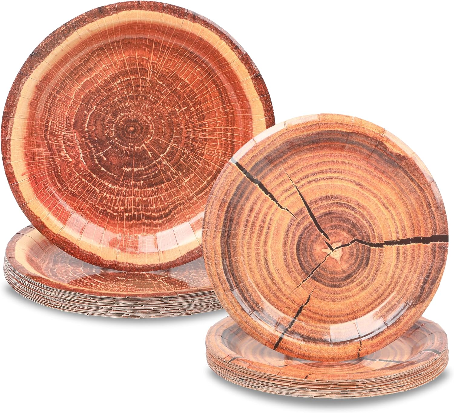 Amazon.com: miikoul 50 Pieces Wood Grain Paper Plates, Rustic Wood ...