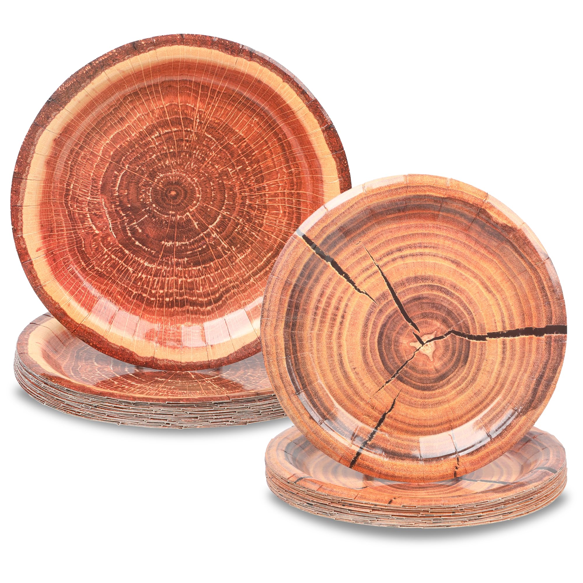 Amazon.com: miikoul 50 Pieces Wood Grain Paper Plates, Rustic Wood ...