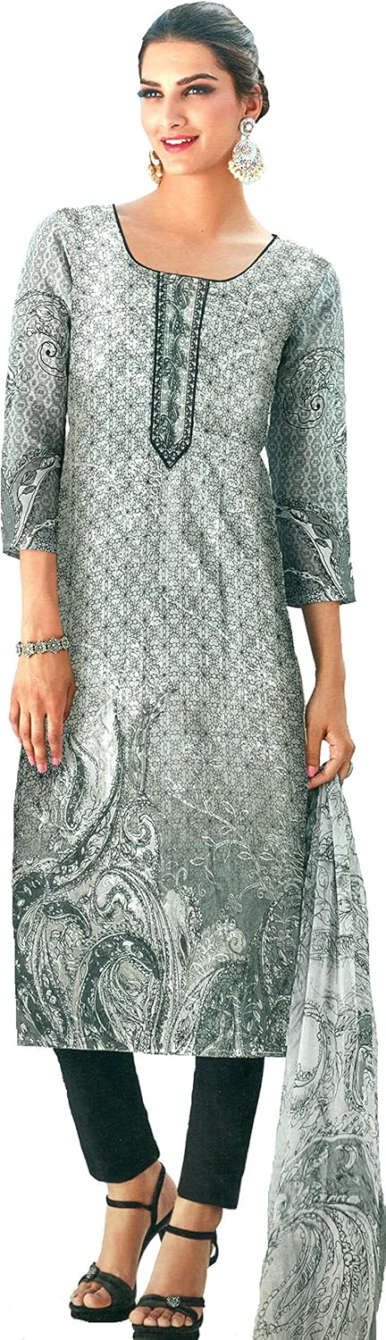 Amazon.com: Exotic India Gray and Black Parallel Salwar Suit with ...