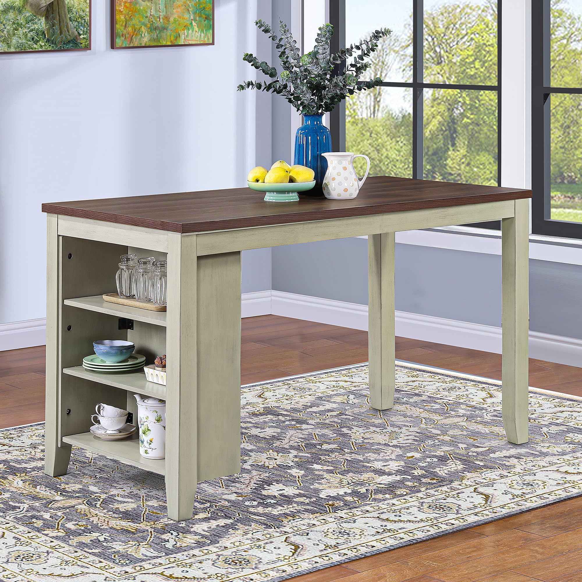 Amazon.com - Homelegance Timbre 30" x 60" Counter Height Table, Gray ...