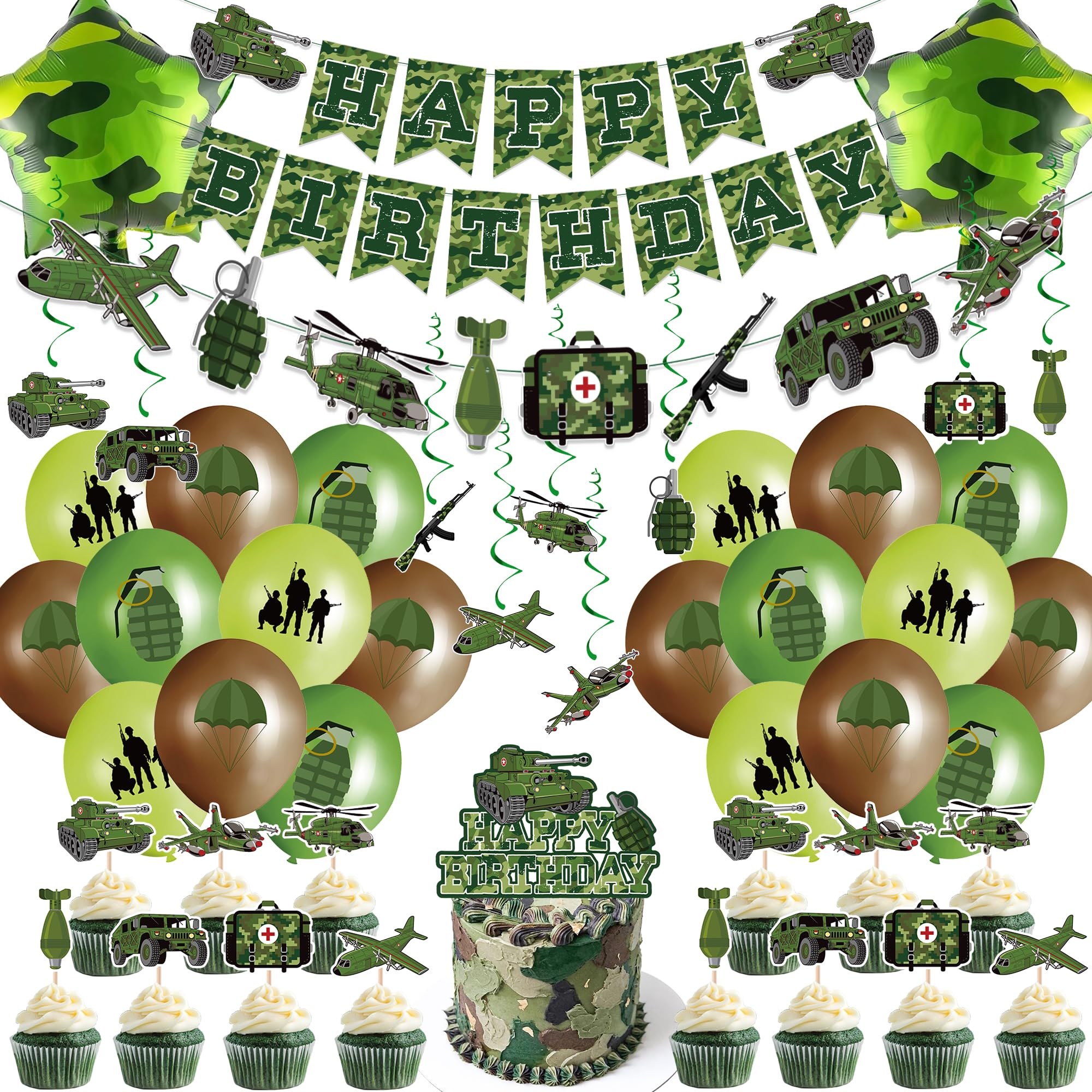 Camouflage Birthday Decorations Military Theme - Green Military Party ...