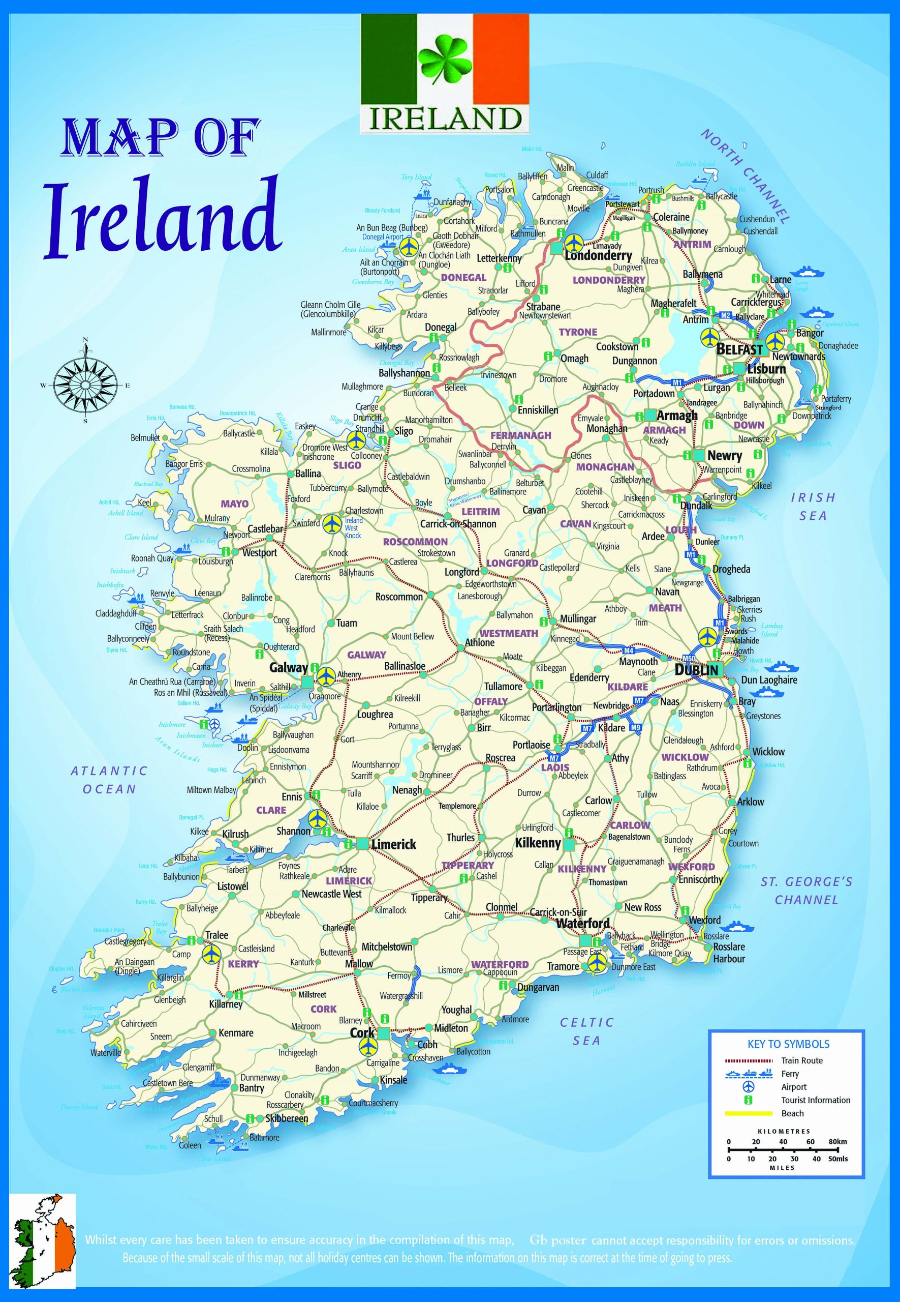 Laminated Map Of Ireland Political Poster Educational Poster Wall Chart ...