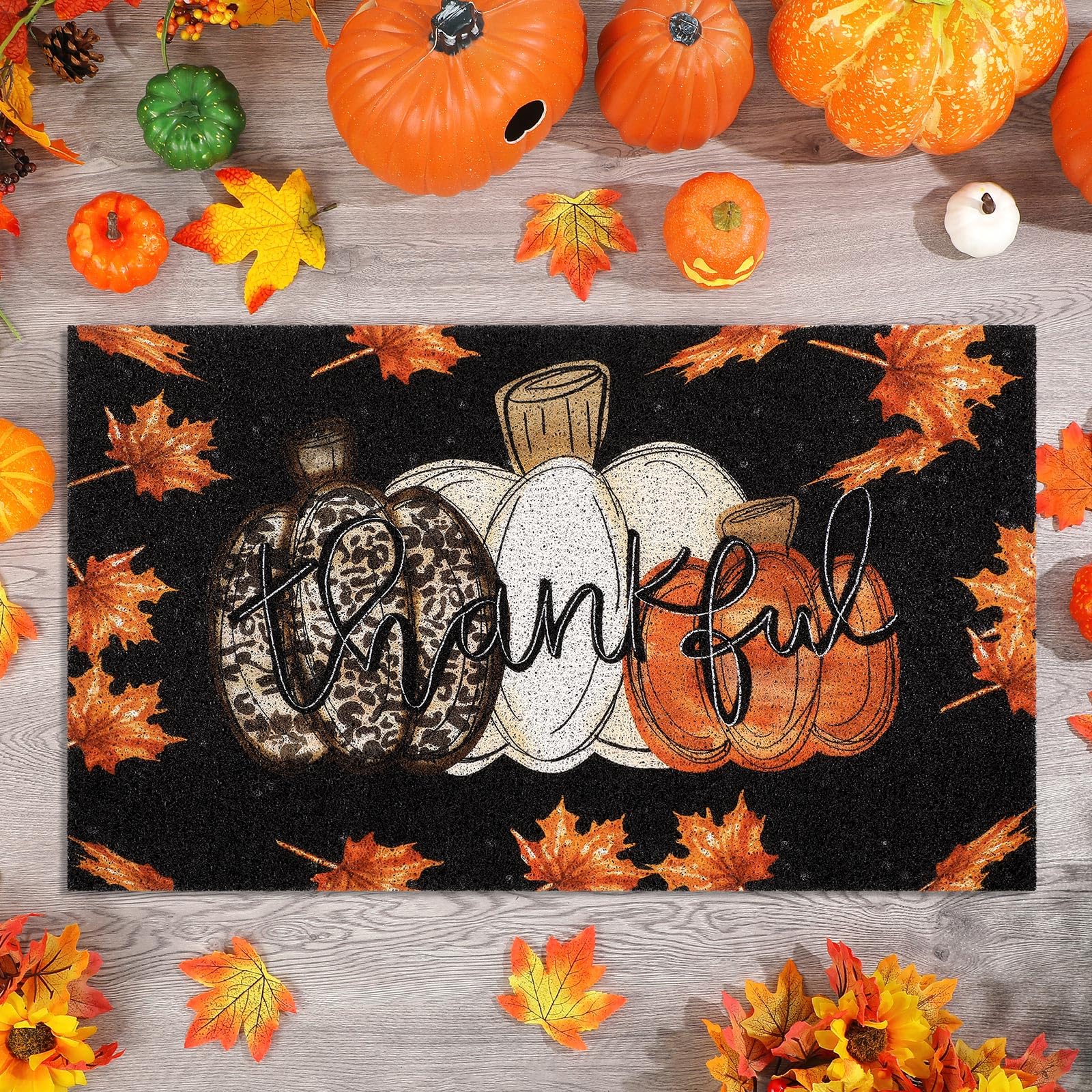 Amazon.com : Moucuny Thanksgiving Doormat Fall Pumpkin Floor Mat Autumn ...