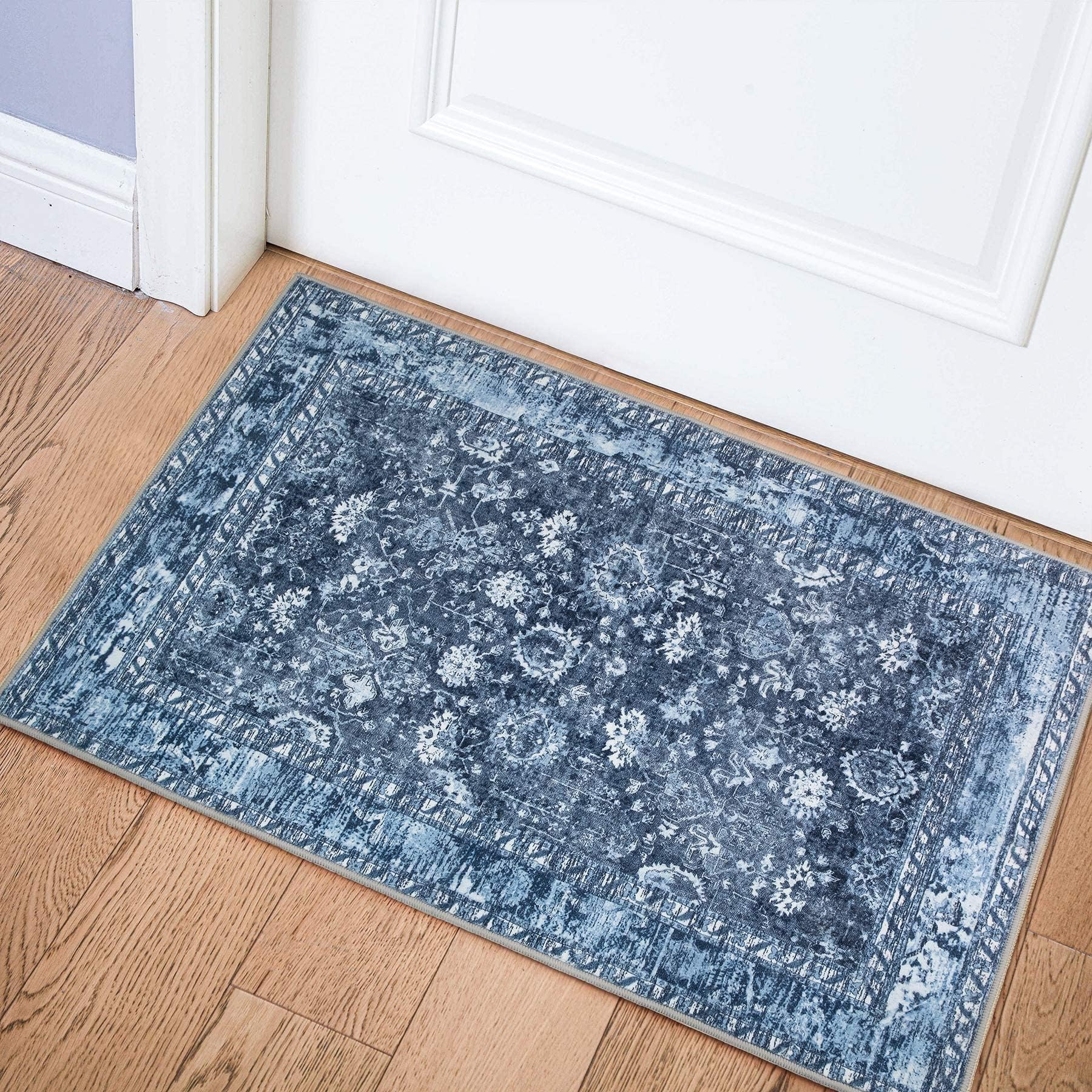 Amazon.com: Super Area Rugs - 2X3 Non-Slip Washable Blue Rug ...