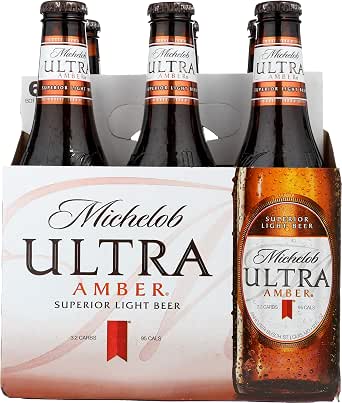 Amazon.com: Michelob Ultra Amber Lager Bottles, 4.0% ABV, 12 oz, 6 ct ...