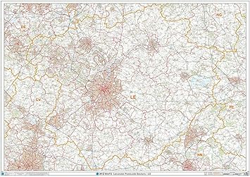 Leicester - LE - Postcode Wall Map - Paper : Amazon.co.uk: Stationery ...