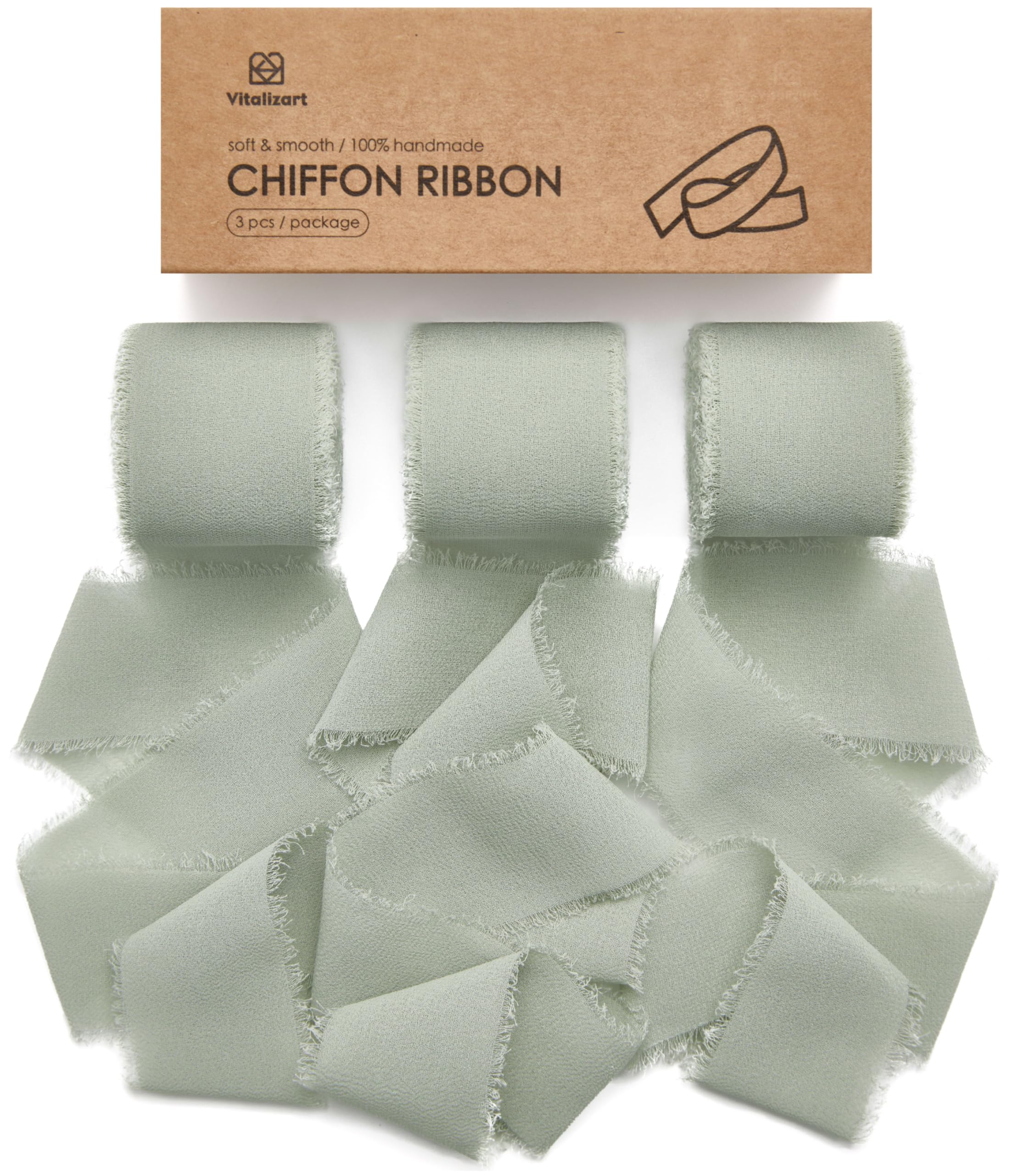Amazon.com: Vitalizart Sage Green Handmade Chiffon Silk Ribbon Fringe 3 ...