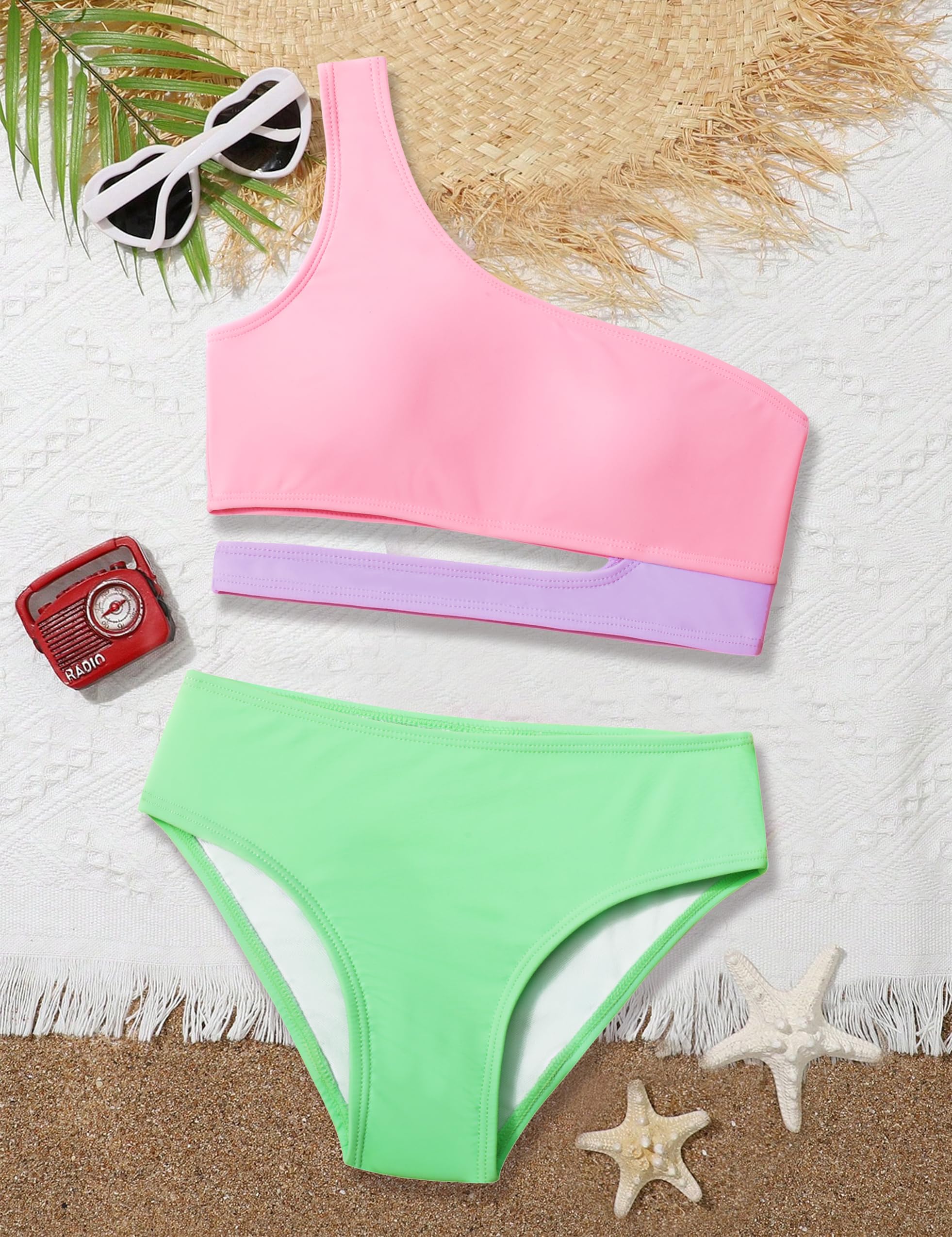 Snapklik.com : Dearnow Girls Swimsuits - One Shoulder & Two Piece Bikini