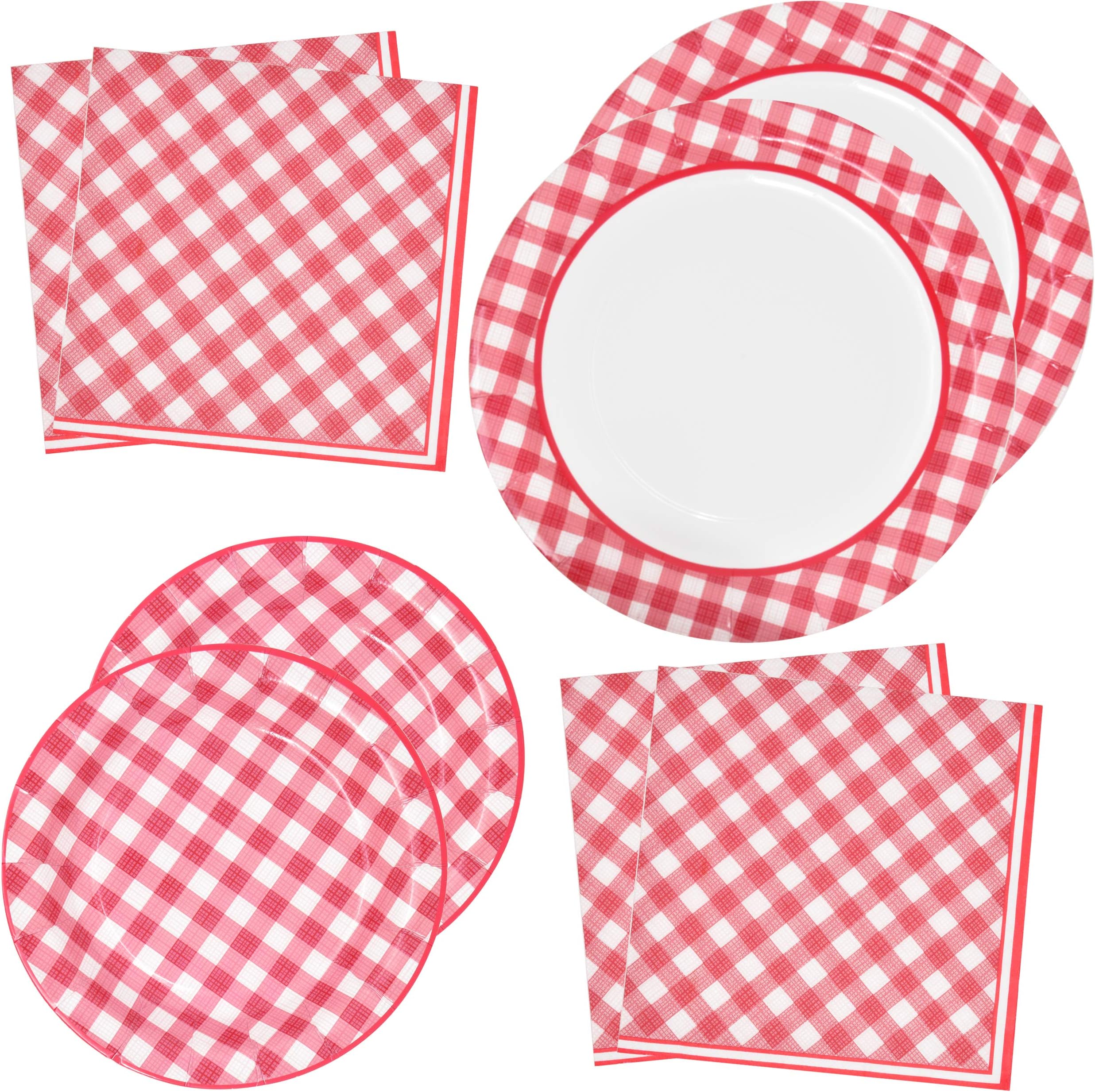 Amazon.com: Gift Boutique 200 Pcs Red and White Gingham Party Supplies ...