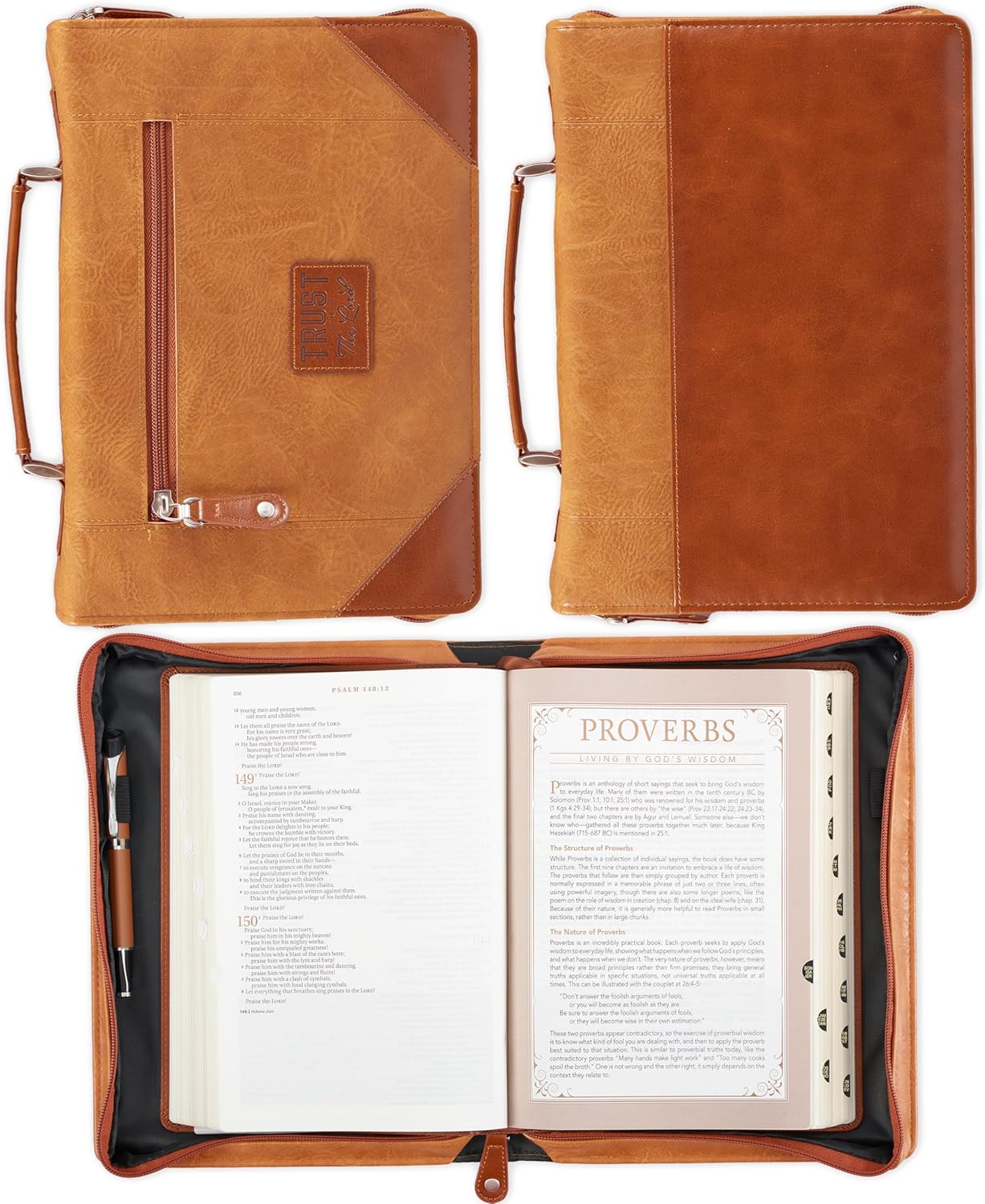Amazon.com: Christian Art Gifts Classic Vegan Leather Bible Cover for ...