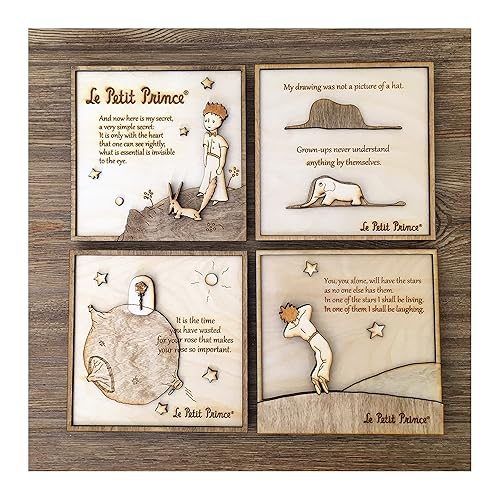 Amazon.com: Wood Frame set of 4 - The Little Prince/Wood engraved frame ...