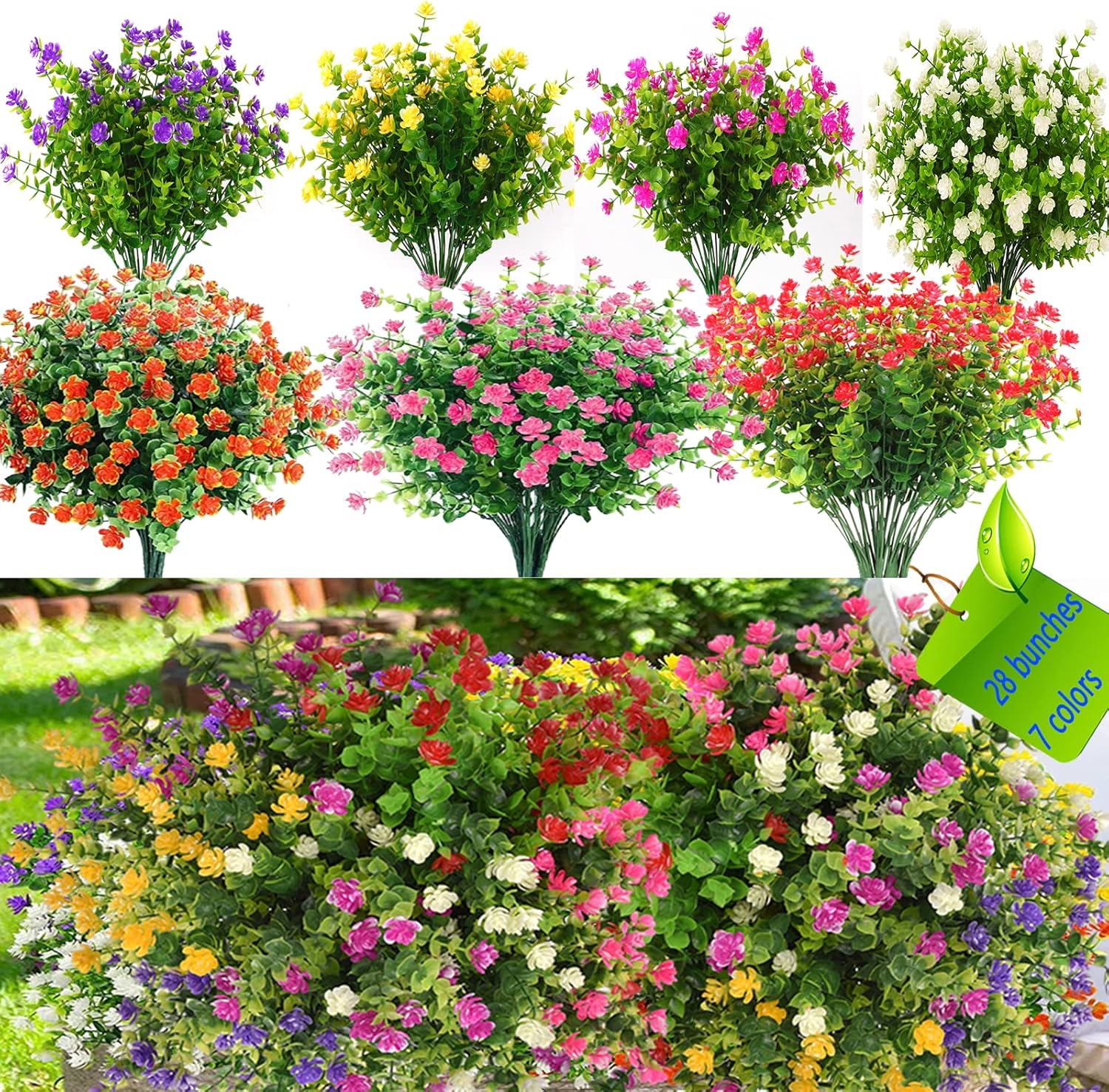 28 Bundles Artificial Flower Plants Outdoor Decoration,Fake Flower ...